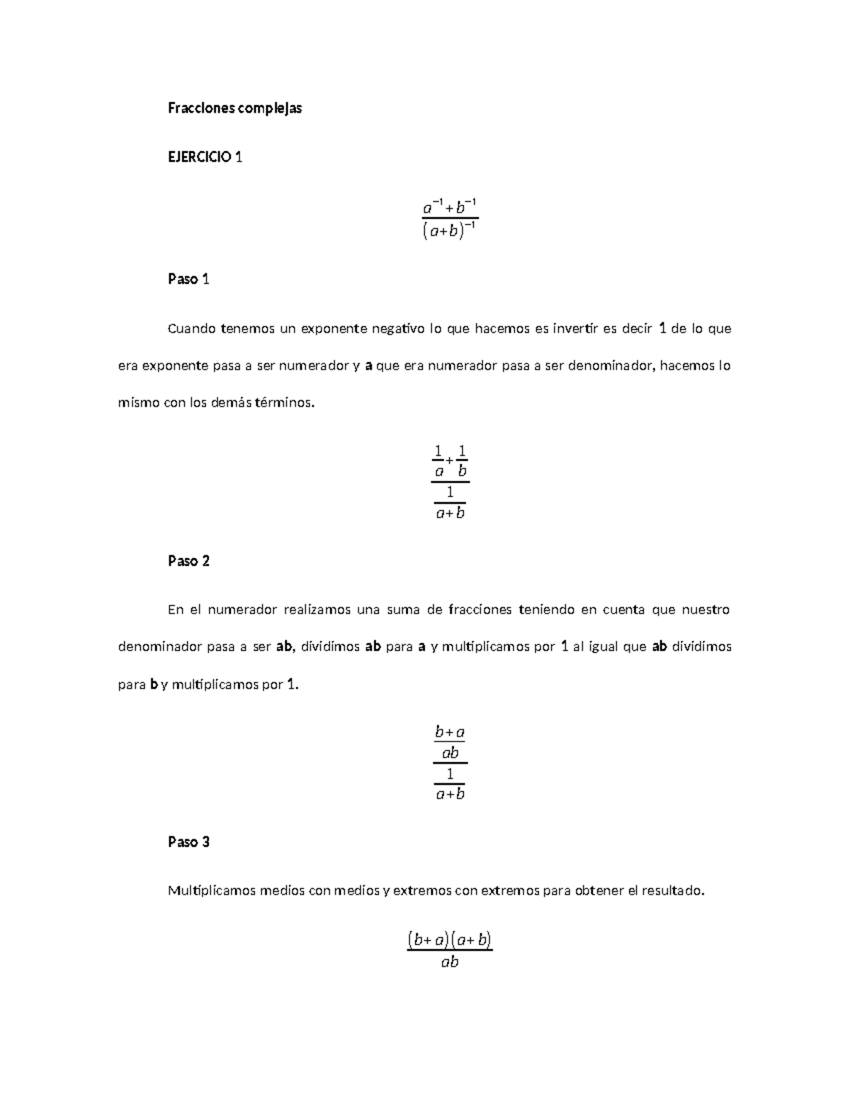 Ejemplos de Fracciones Complejas - Ejercicios Resueltos - Studocu
