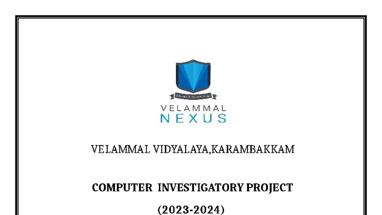 Computer Investigatory Project: Quiz Master - Class XII - Studocu