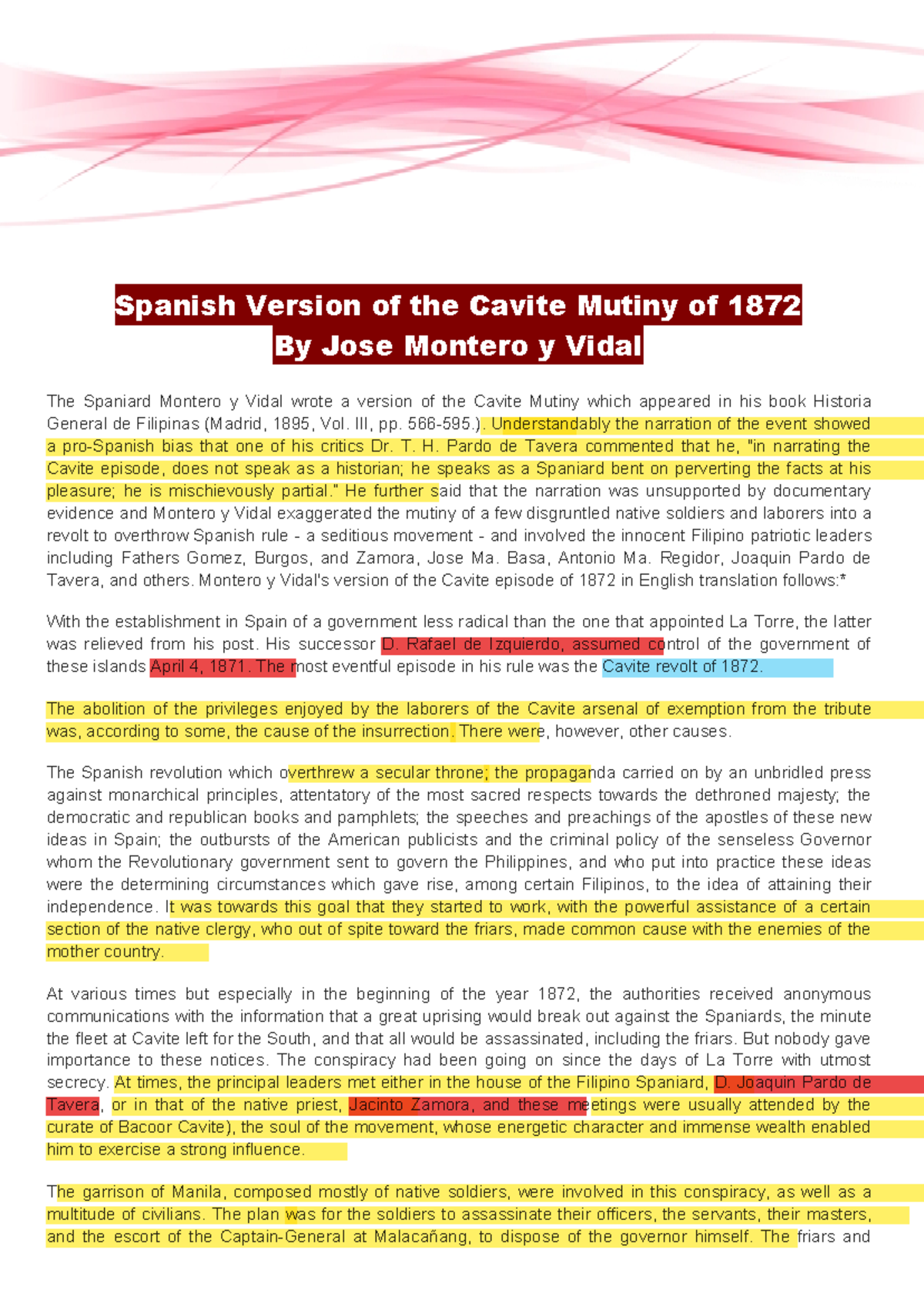 Cavite Mutiny of 1872: Pro-Spanish Account by Jose Montero y Vidal ...