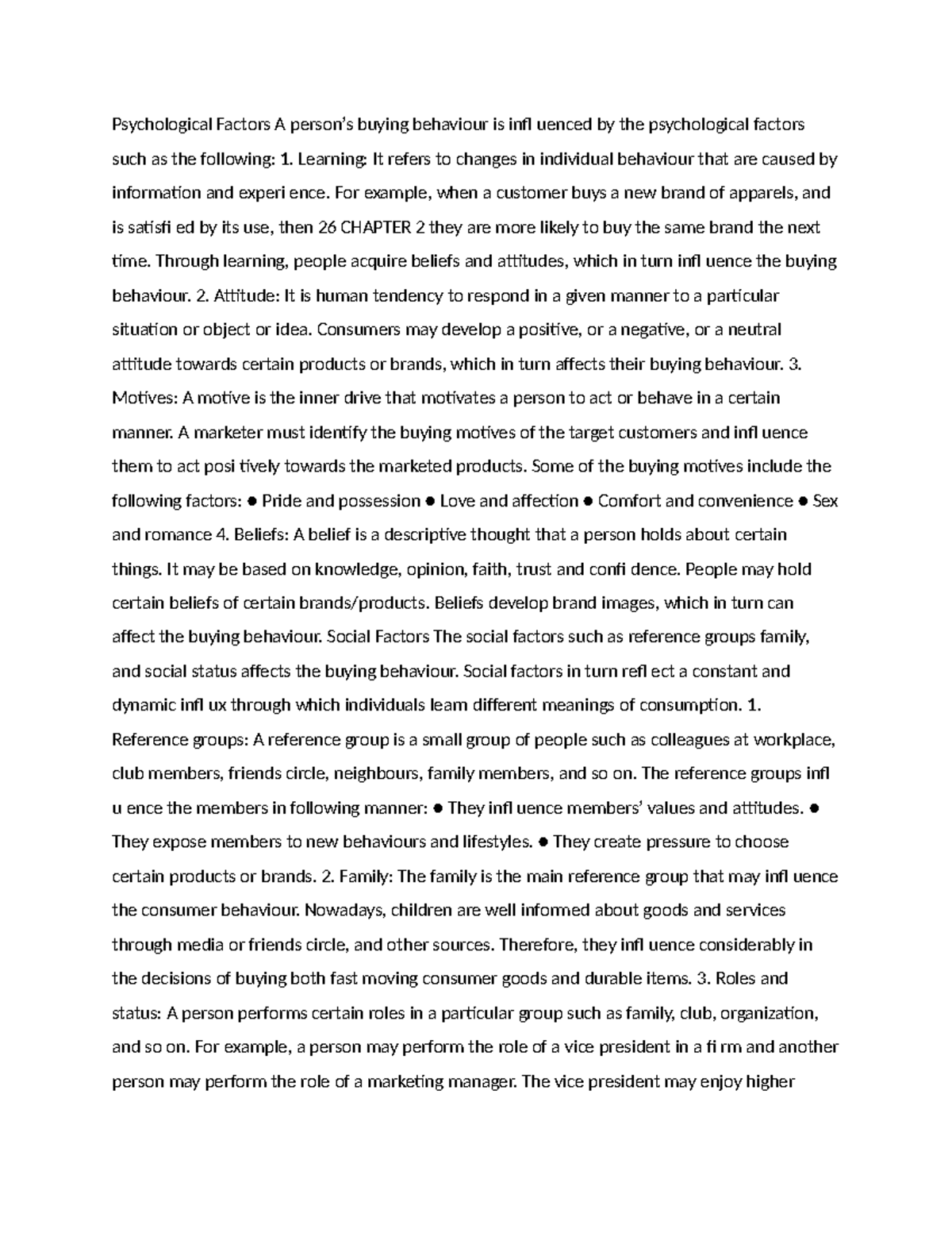 Psychological Factors Influencing Consumer Buying Behavior - CH 2 - Studocu