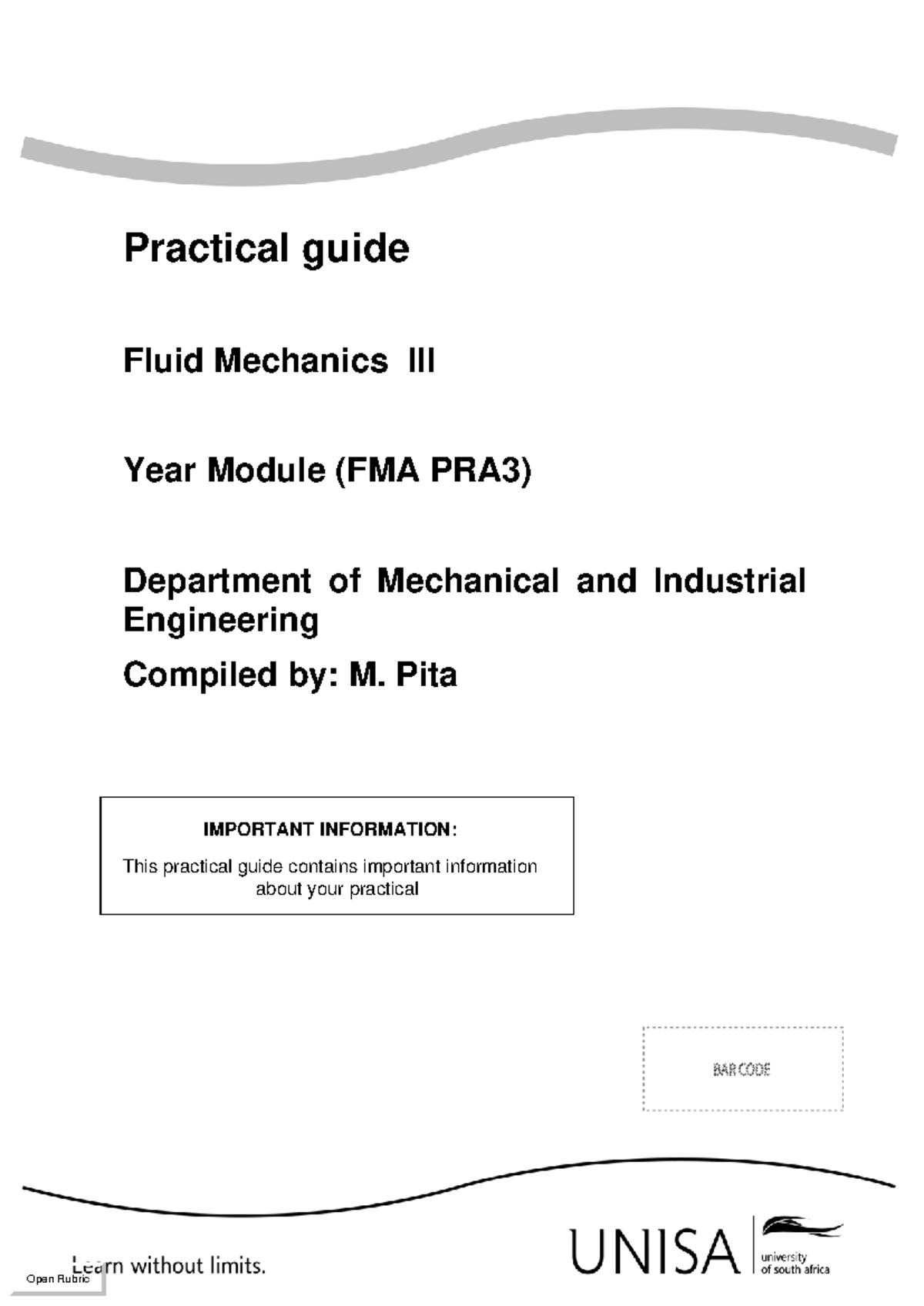 Practical Guide to Fluid Mechanics Experiments (FMA PRA3) - Studocu