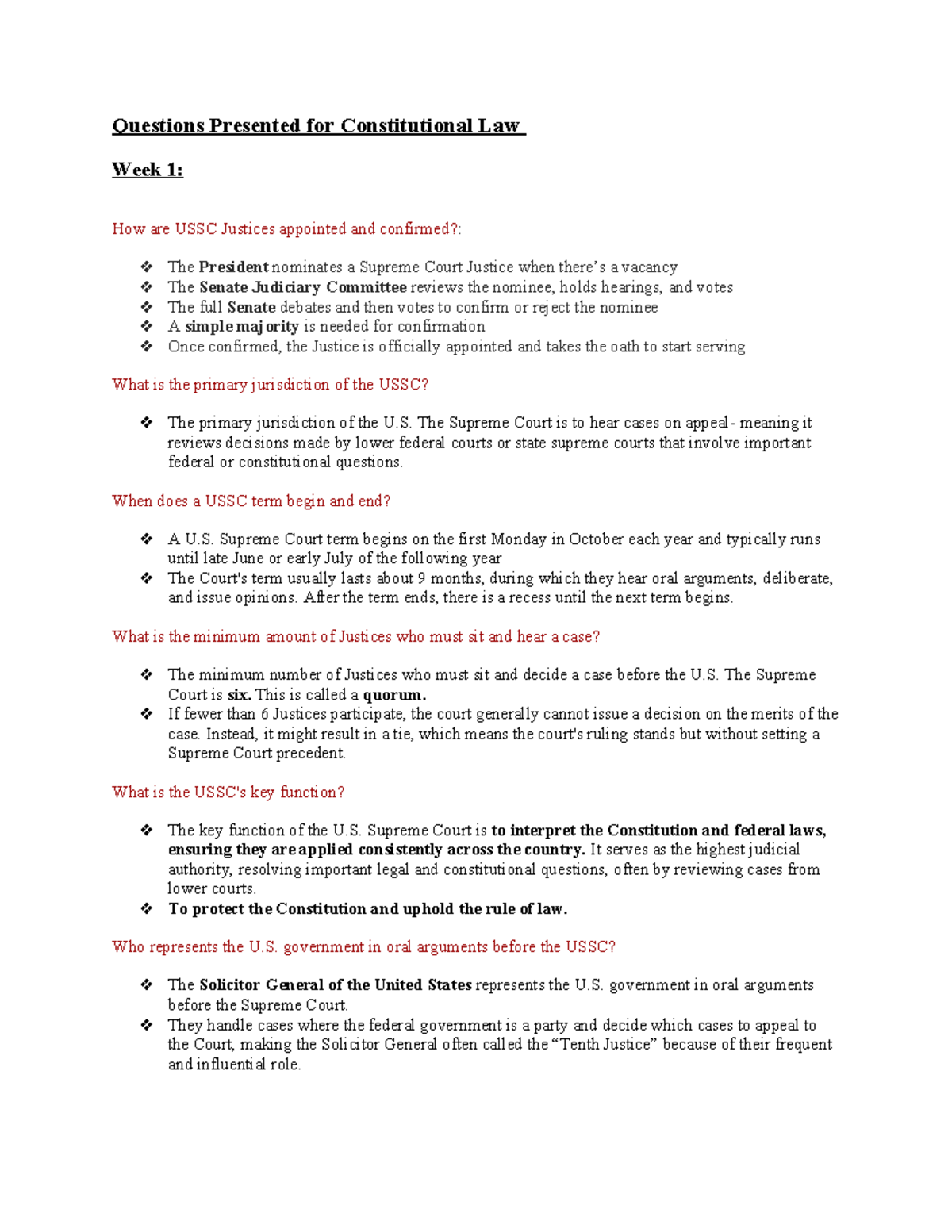 Constitutional Law Overview: Judicial Review & Presidential Powers (LAW ...