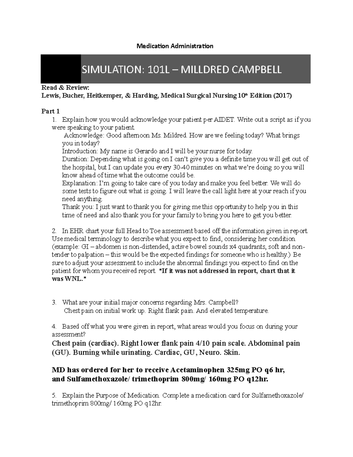 Pineda W 2 Mildred Campbell PART 1 - Medication Administration ...