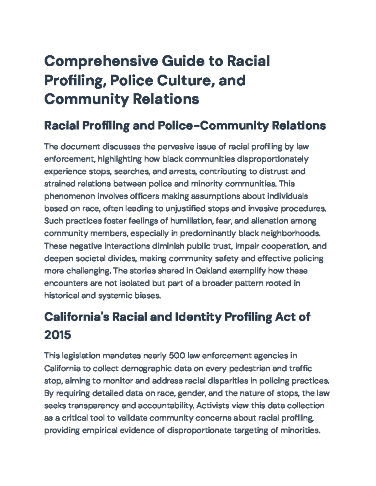 Comprehensive Guide to Racial Profiling & Police-Community Relations ...