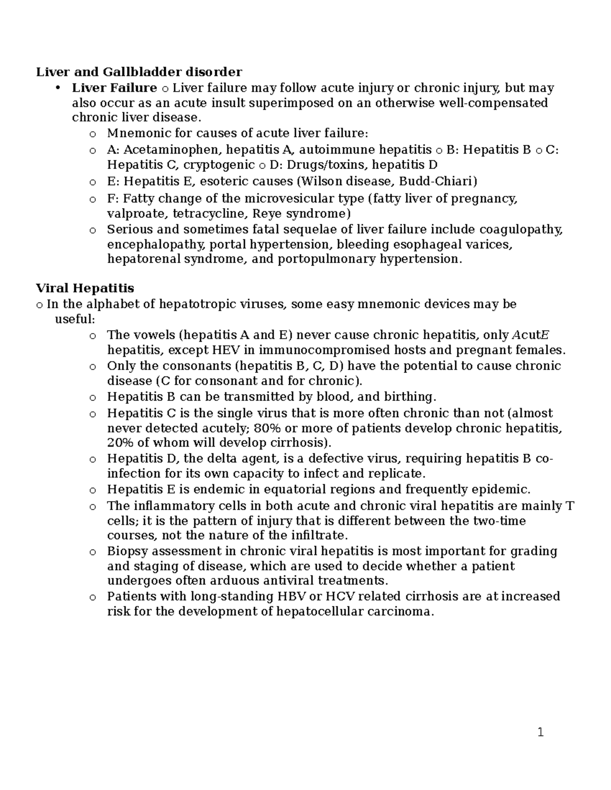 Liver and Gallbladder disorder - o Mnemonic for causes of acute liver ...