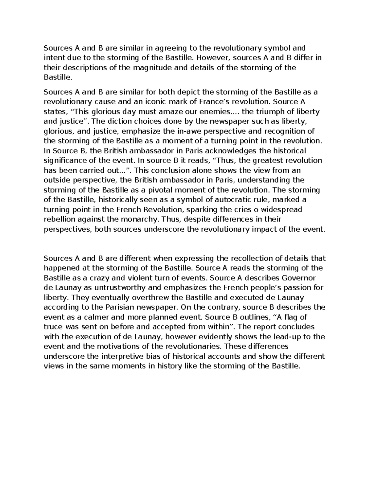 Aeuropaper 1a - Comparative Analysis of Sources on the Bastille ...