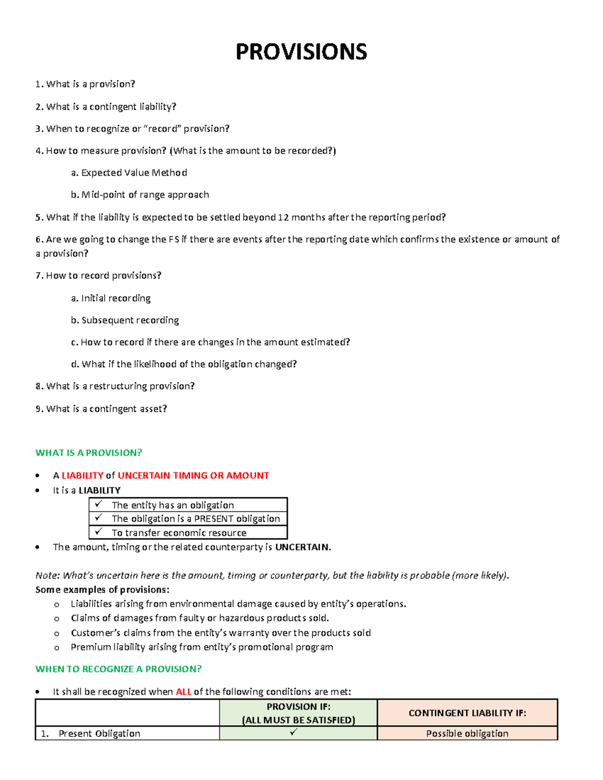 C3 - Provisions: Understanding Liabilities and Contingent Assets - Studocu