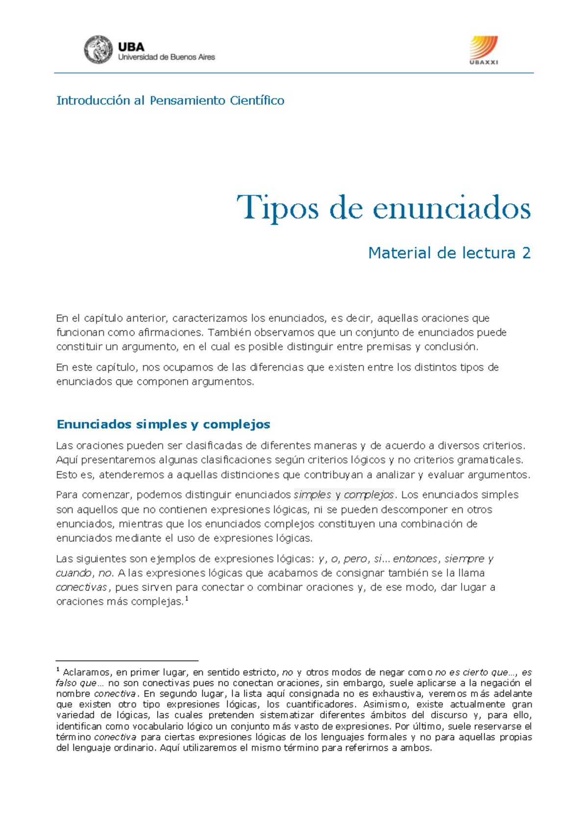 IPC Tipos de Enunciados: Material de Lectura 2 - Studocu