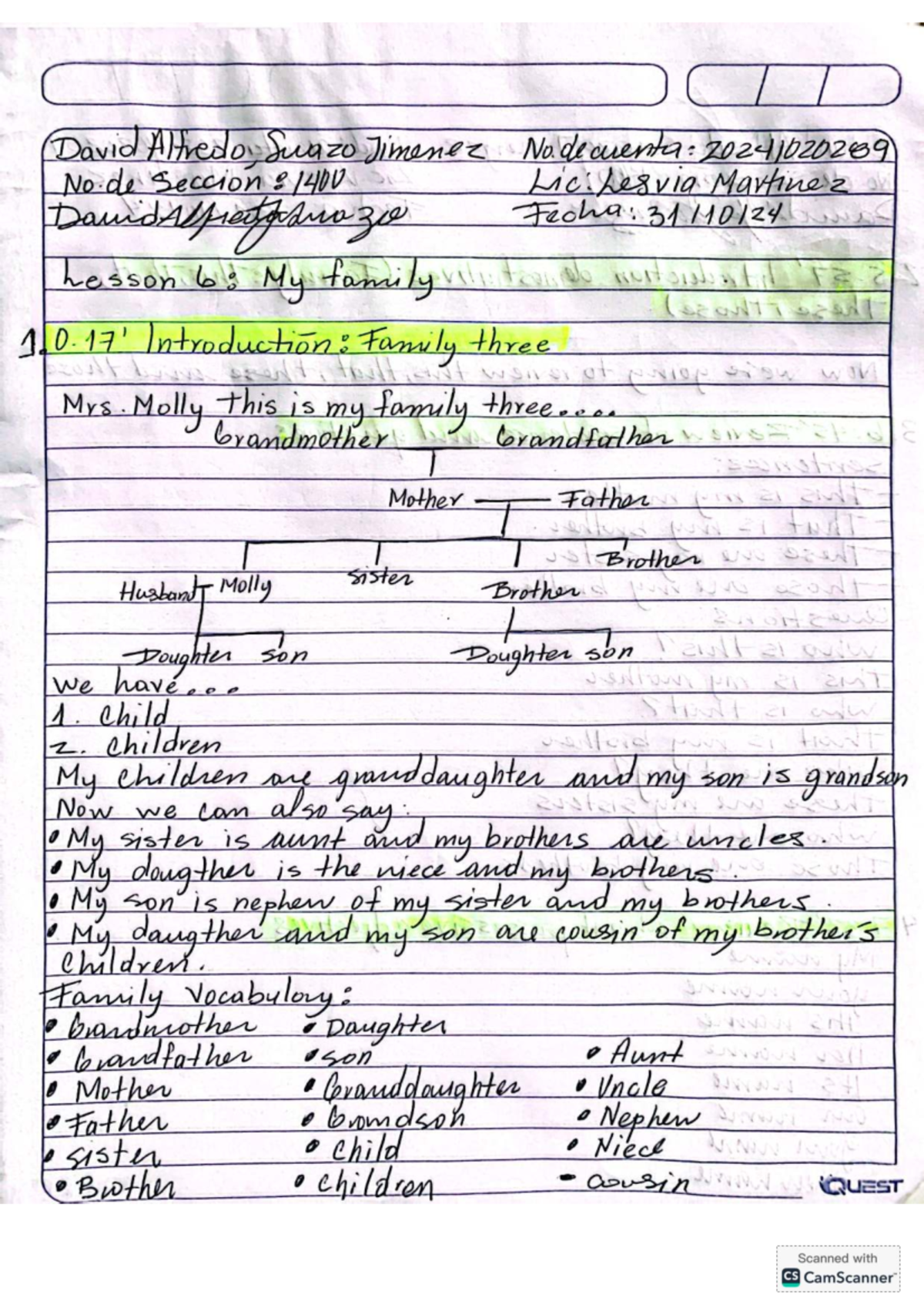 U2T2a23 - Lesson 6: My Family Activities and Vocabulary - Studocu