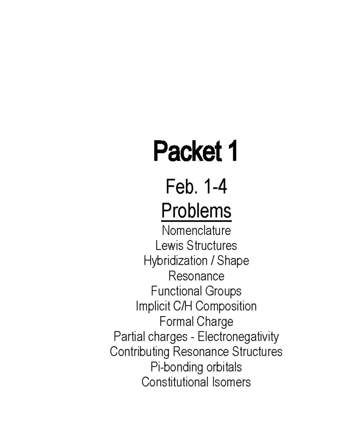 SP25 Chemistry Packet 1: Nomenclature, Structures, & Resonance Notes ...