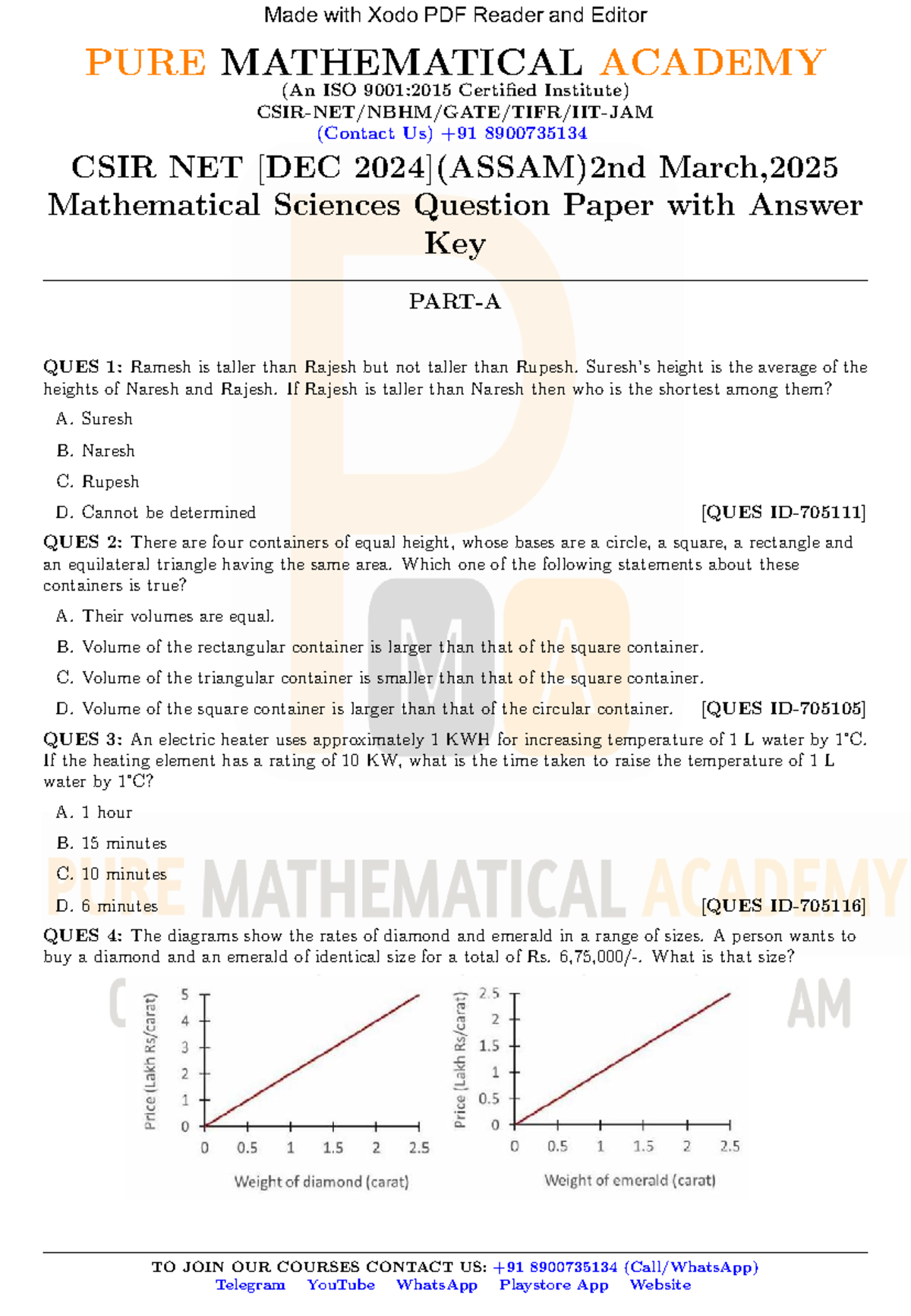 CSIR NET March 2025 Mathematics Question Paper with Answer Key - Studocu