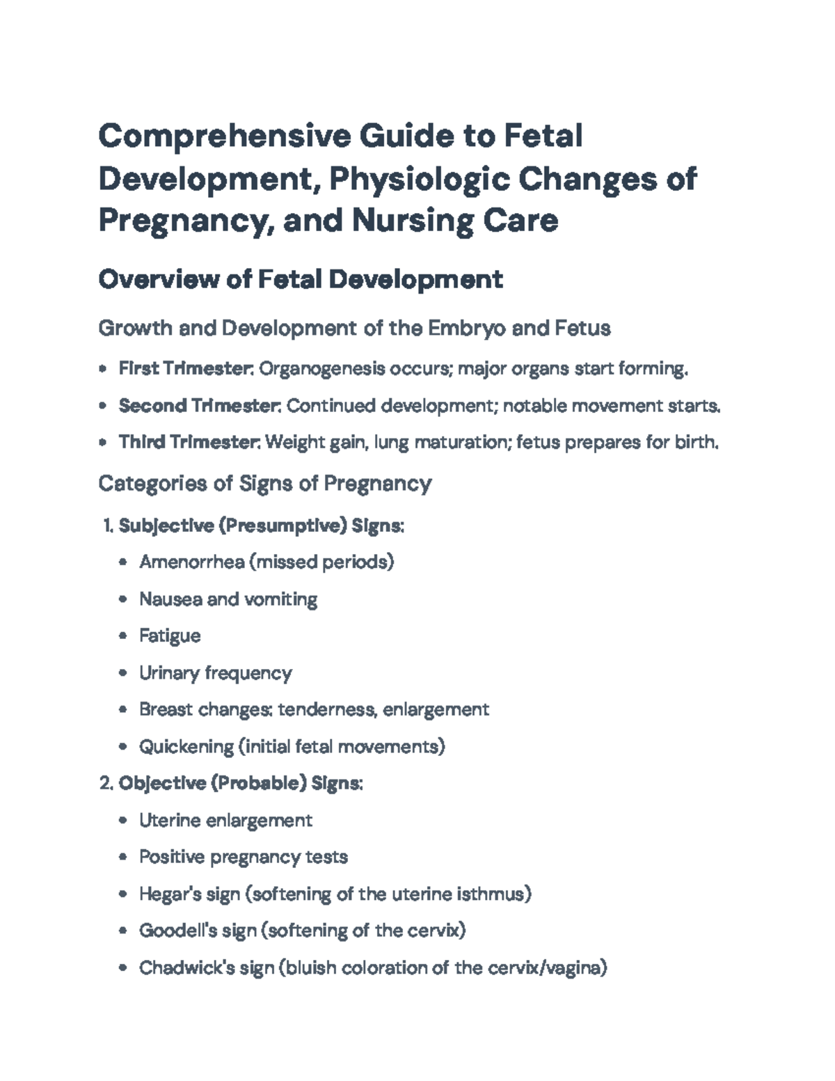 Comprehensive Guide to Fetal Development and Pregnancy Care ...