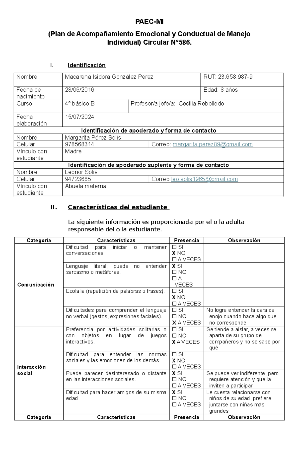 Formato PAEC-MI y Documento de Acompañamiento Emocional Individual ...