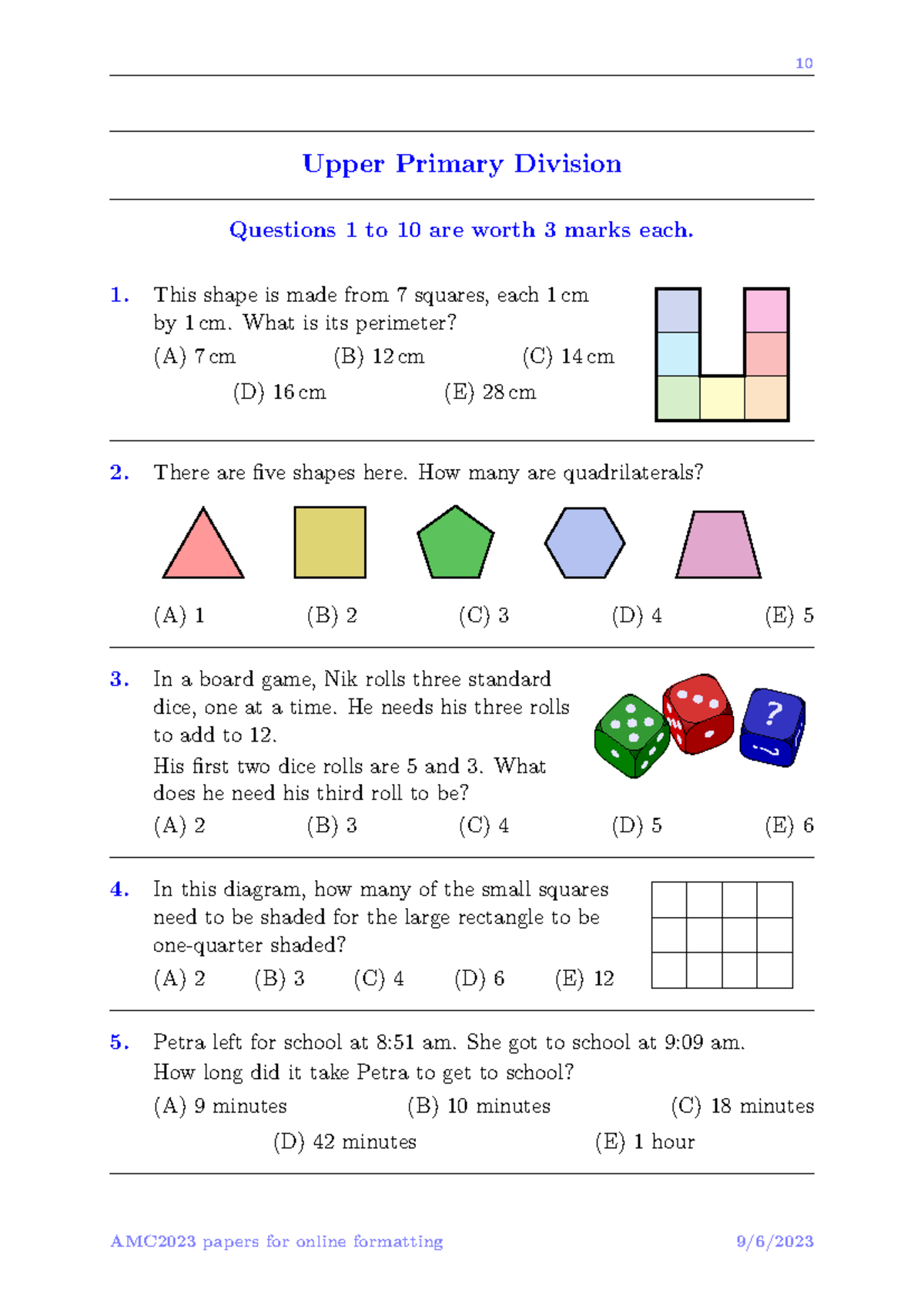 Upper Primary Division - AMC UP Math Questions & Solutions 2023 - Studocu
