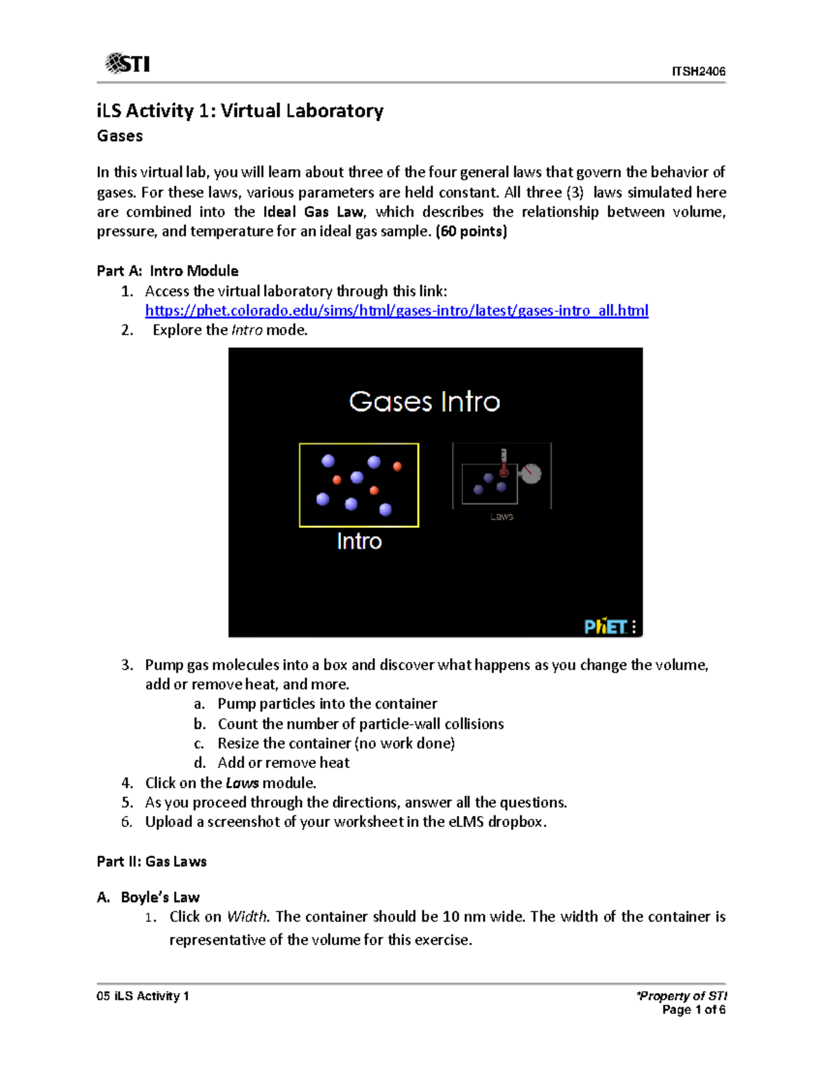 05 iLS Activity 1: Exploring Gas Laws in Virtual Laboratory - Studocu