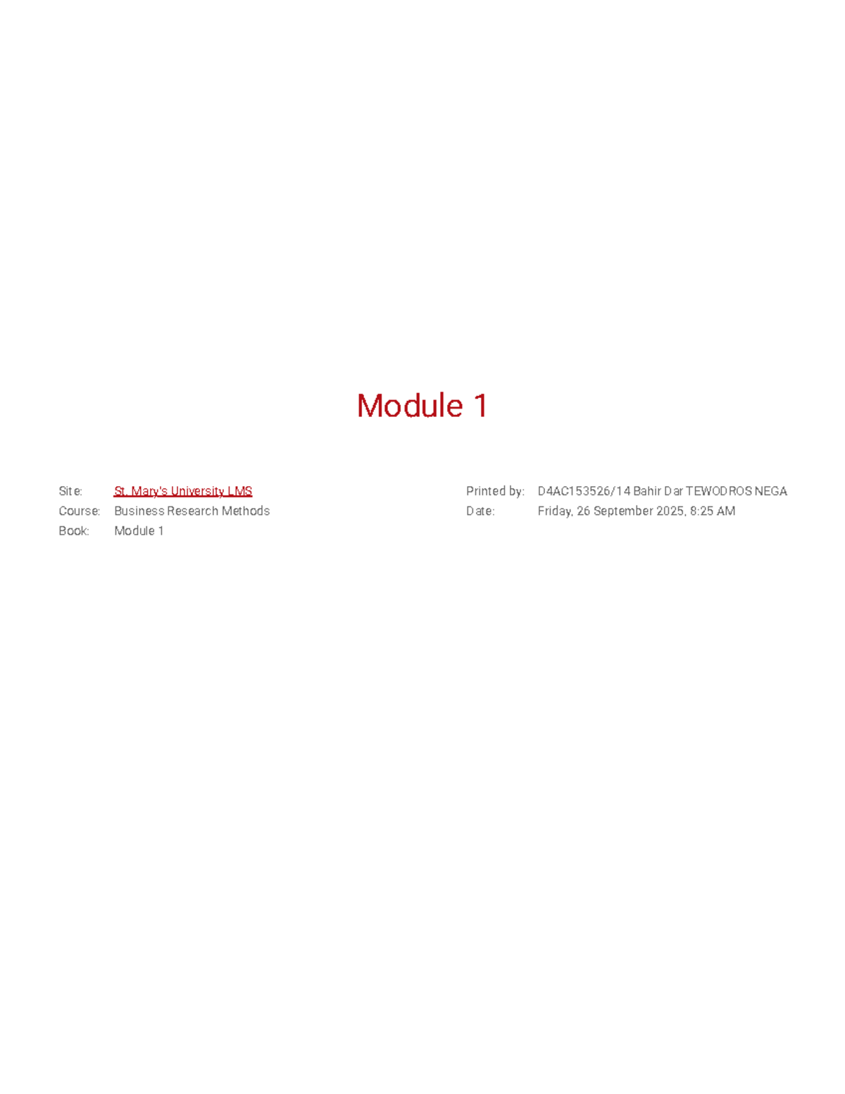 Business Research Methods: Module 1 Overview (BRM101) - Studocu