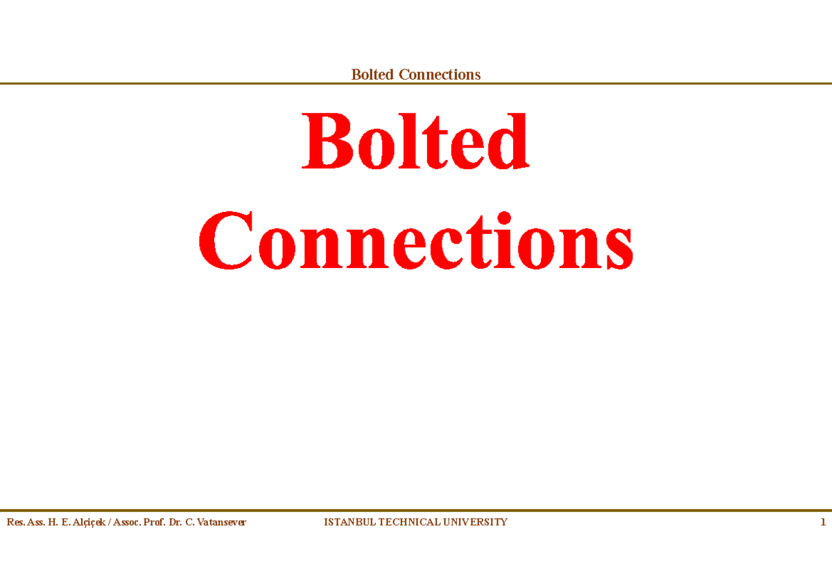 PS01 Bolted Connections - Bolts in tension only Bolts in shear only ...