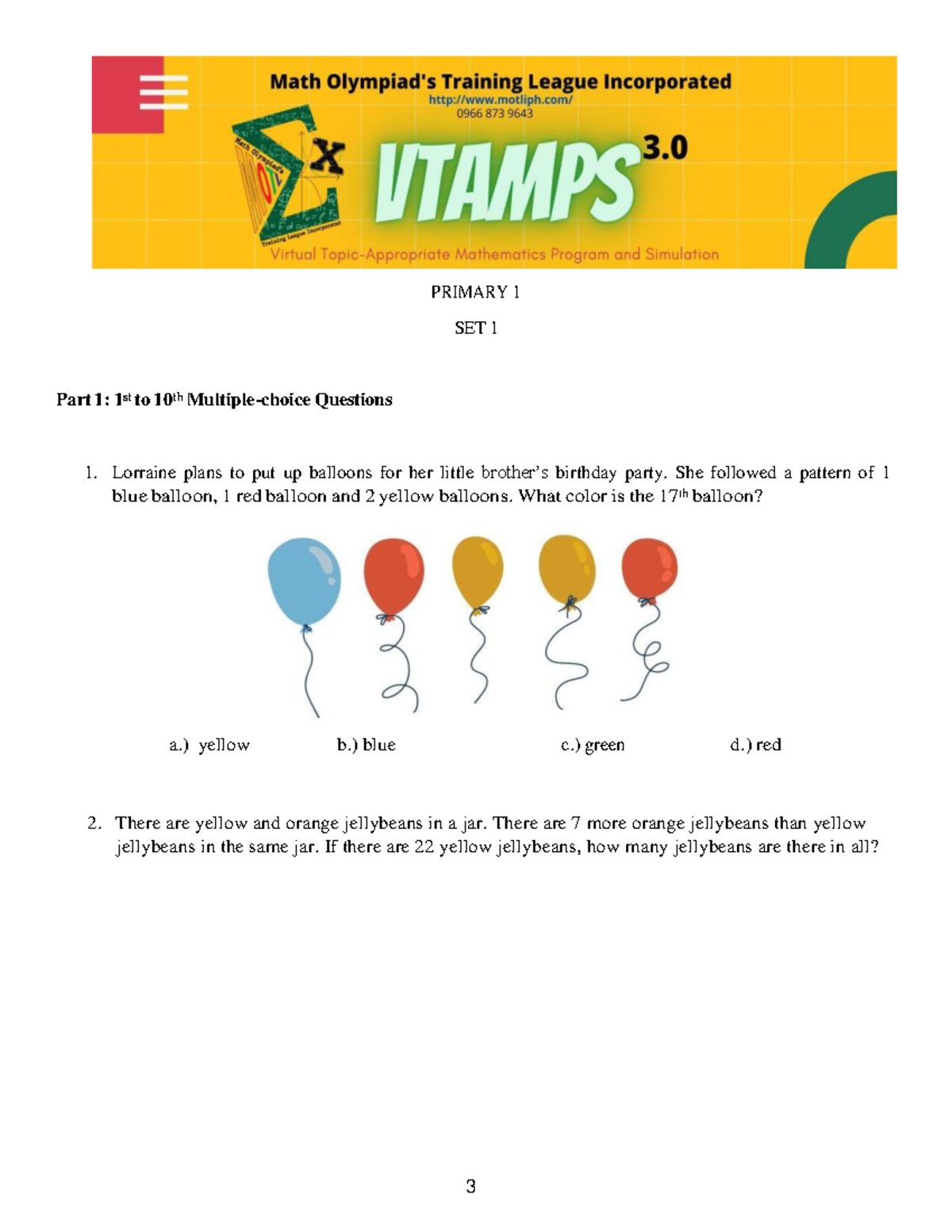 Phimo MOCK 2020 Primary 1: Set 1 Questions 1-25 Review - Studocu