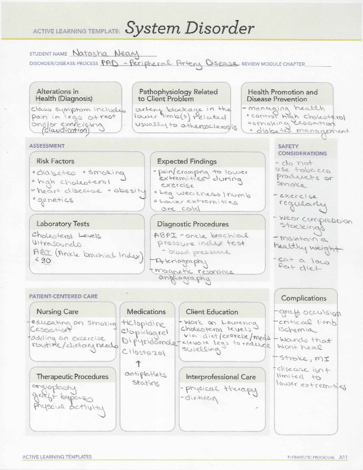 PAD - system disorder - ACTIVE LEARNING TEMPLATE: System Disorder ...