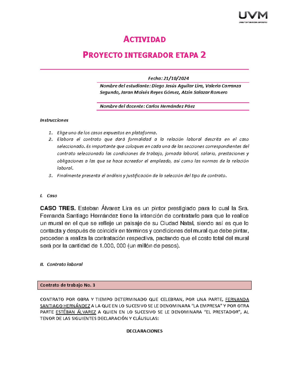 A4 PIE2 DIT - Proyecto Integrador Etapa 2: Contrato Laboral y Justificación - Studocu