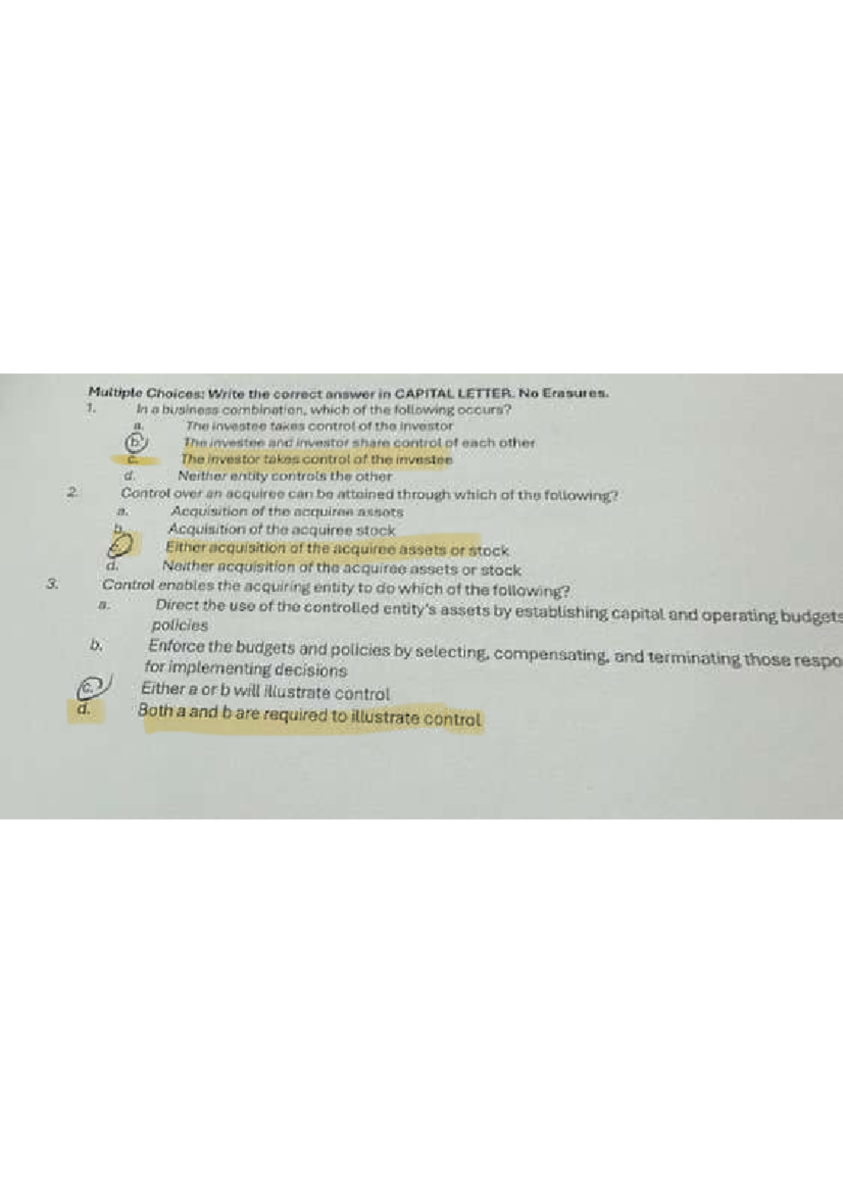 Multiple Choice Questions: Business Combinations - 30E7EAC4 - Studocu
