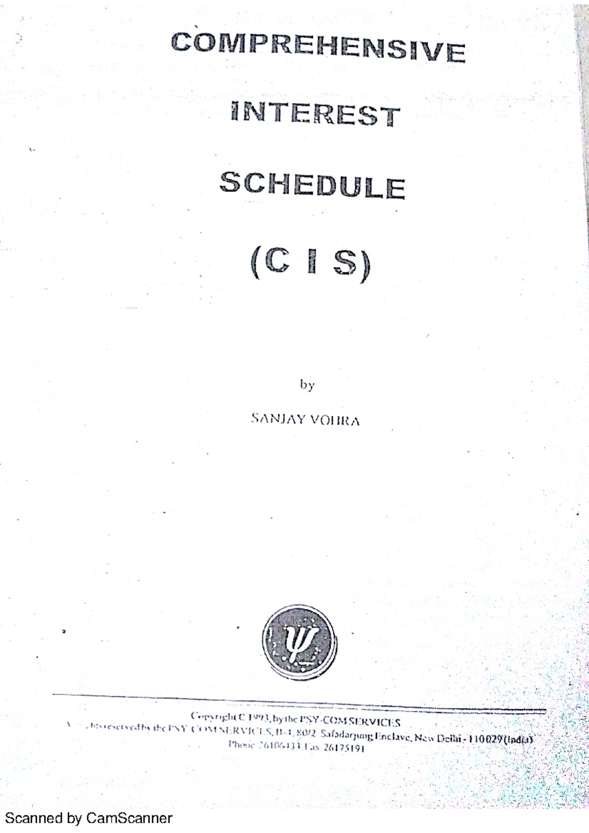 CIS Manual: Guidelines for Psychological Assessments - Studocu