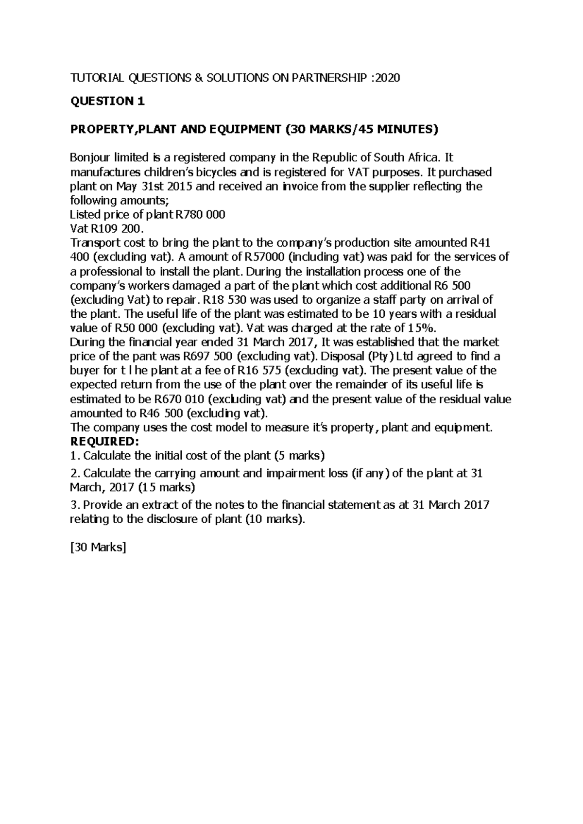 Tutorial Questions & Solutions on PPE 2022-1: Complete Guide - Studocu