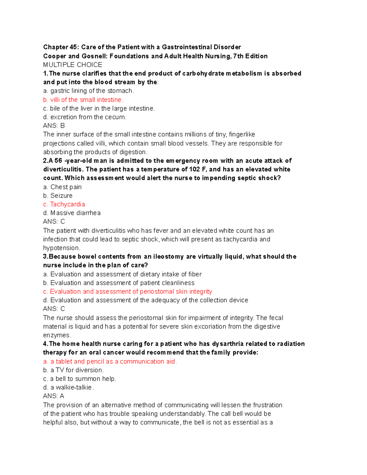 Chapter 45 Care of the Patient with a Gastrointestinal Disorder ...