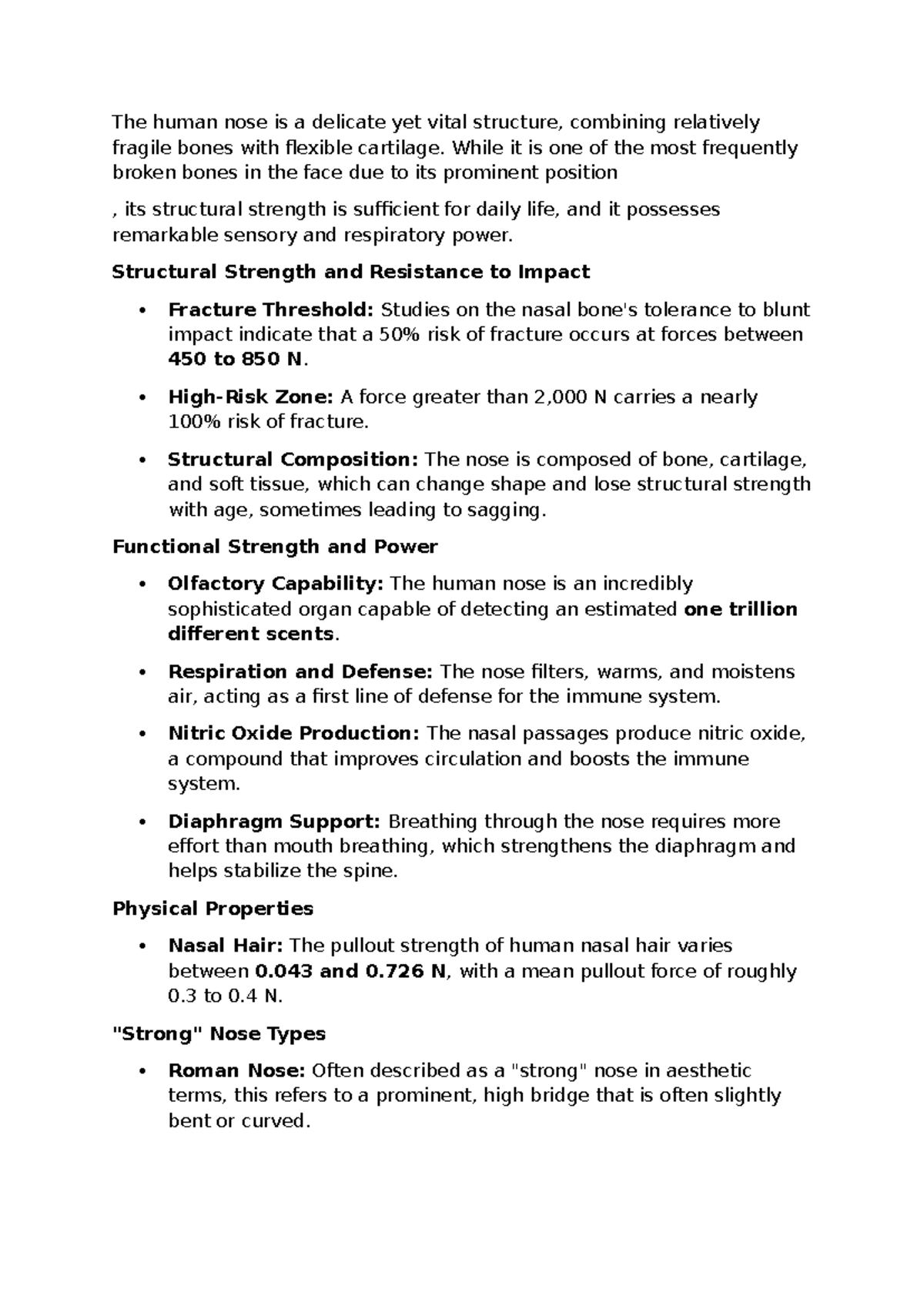 Human Nose: Structure, Function, and Impact Resistance (54hb) - Studocu