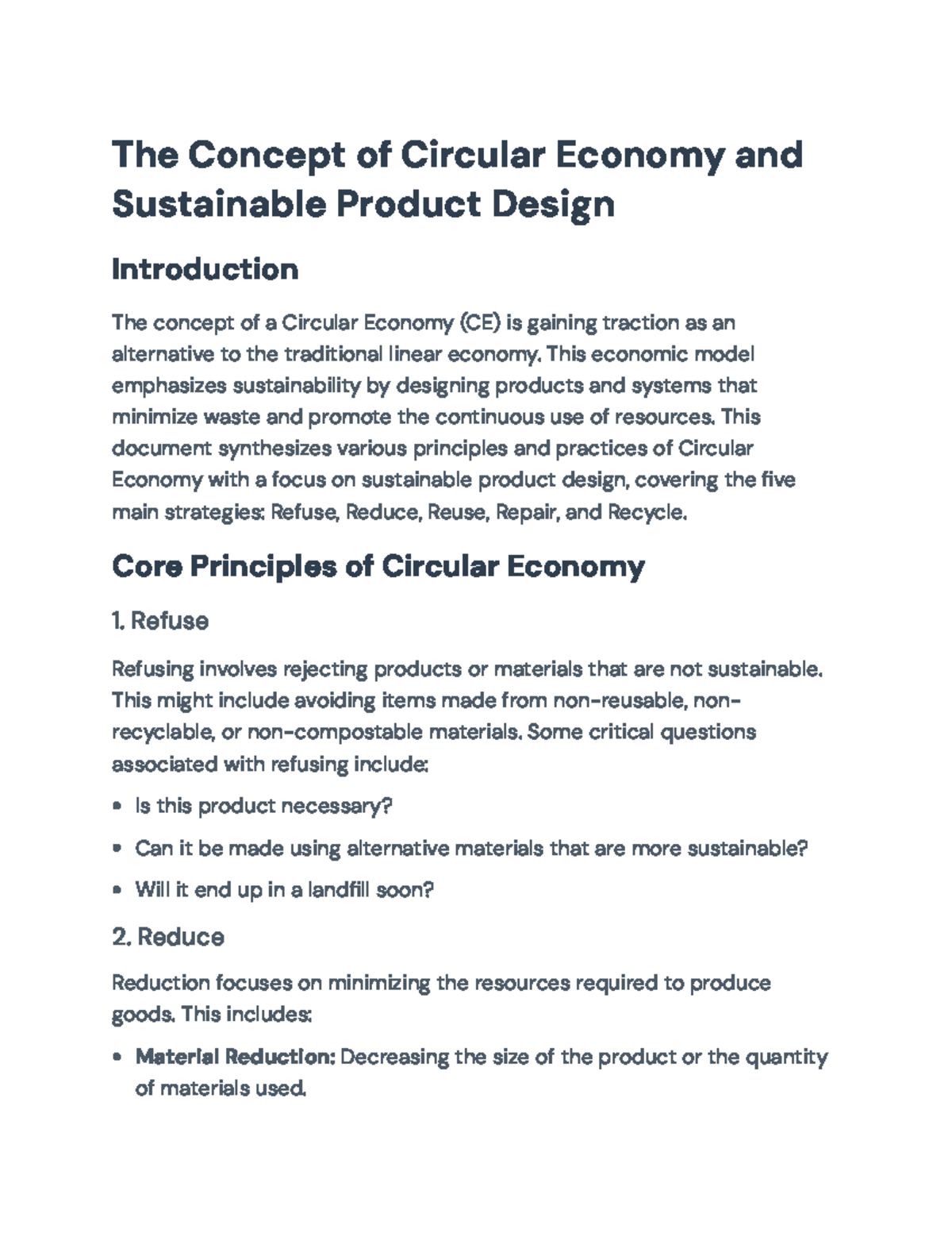 CE Principles: Sustainable Design Strategies for Circular Economy - Studocu