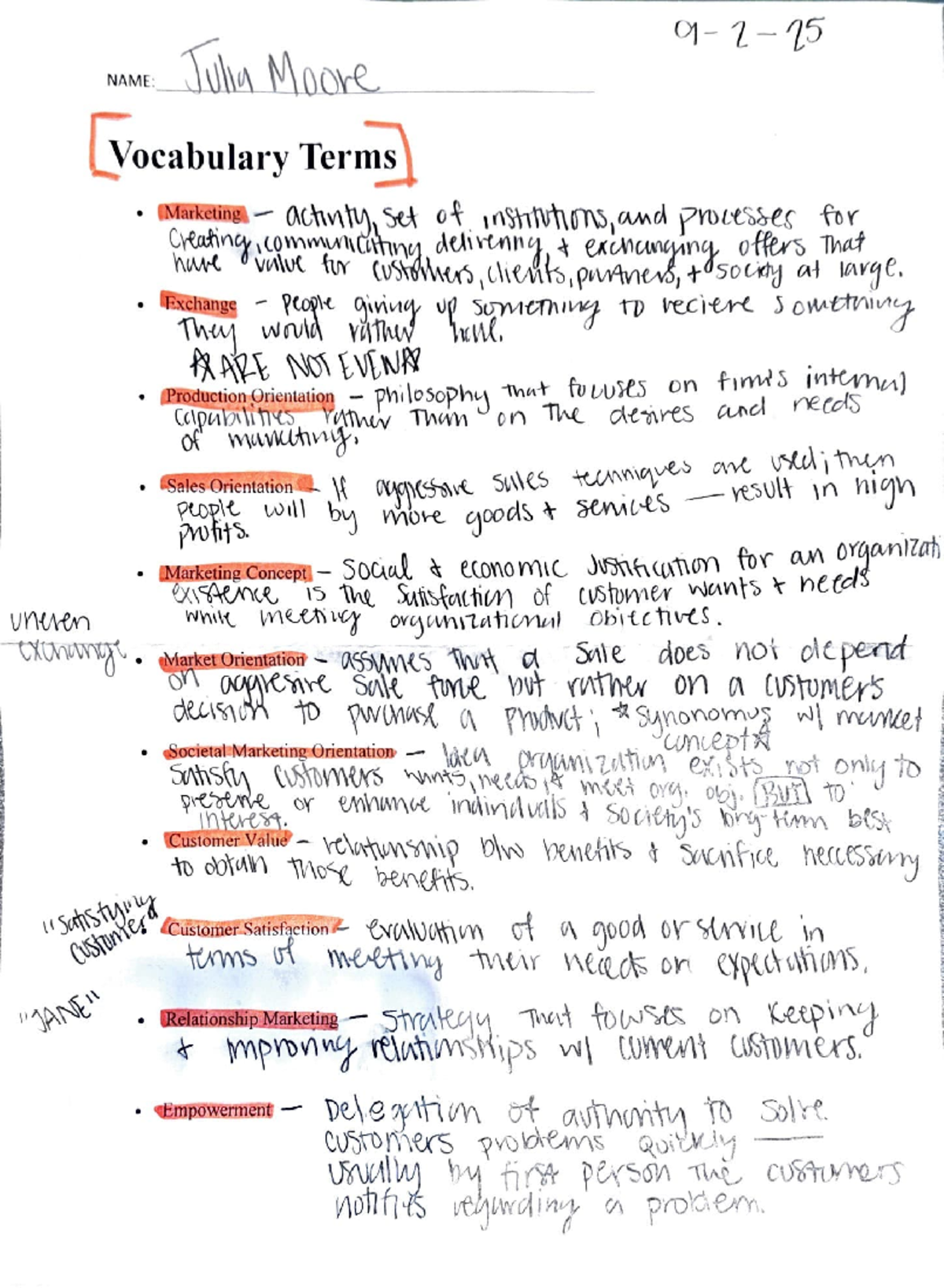 GB350 Vocabulary Terms: Marketing Concepts & Strategies Notes - Studocu