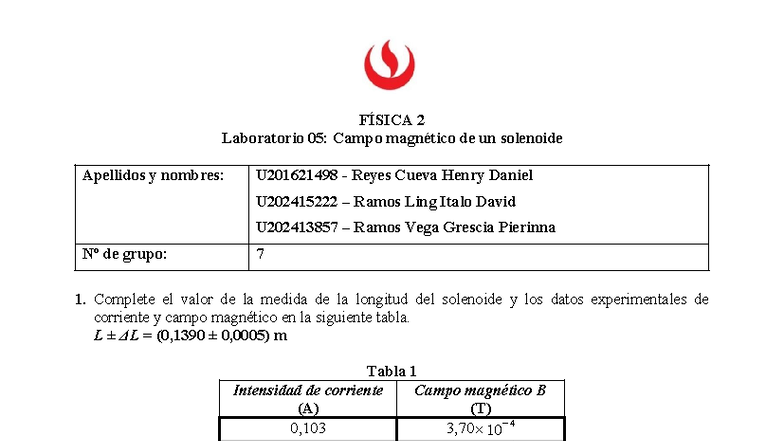 NRC 798 L5: Campo Magnético en Solenoides - Lab 05 - Studocu