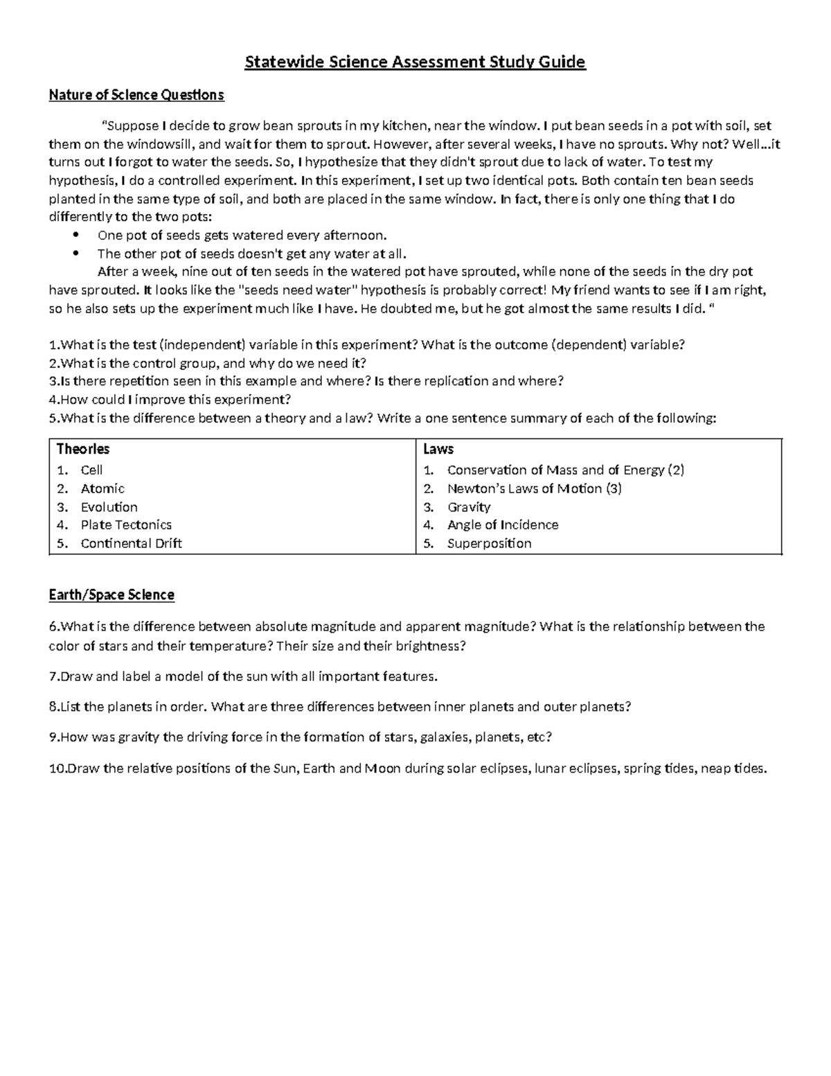 Statewide Science Assessment (SSA) Detailed Study Guide - Studocu