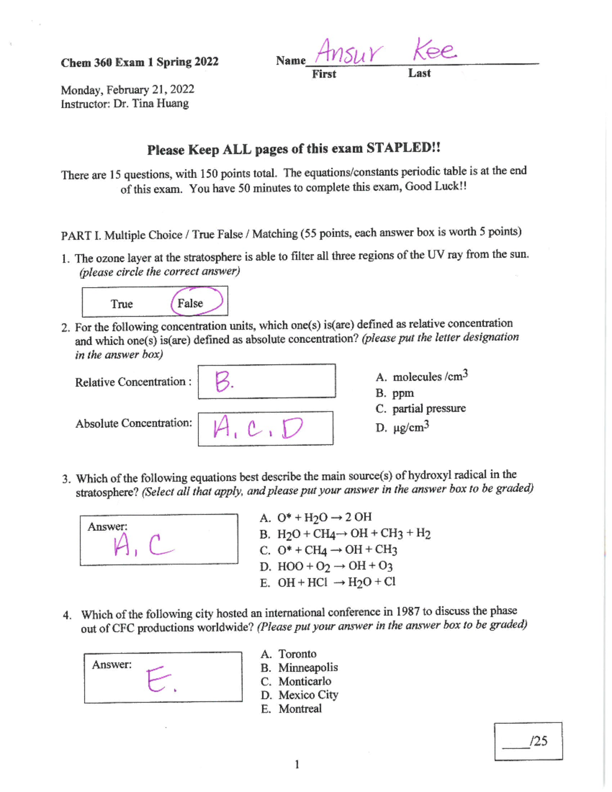 Chem 360 Exam 1 Review Spring 2022 - Key Concepts & Definitions - Studocu
