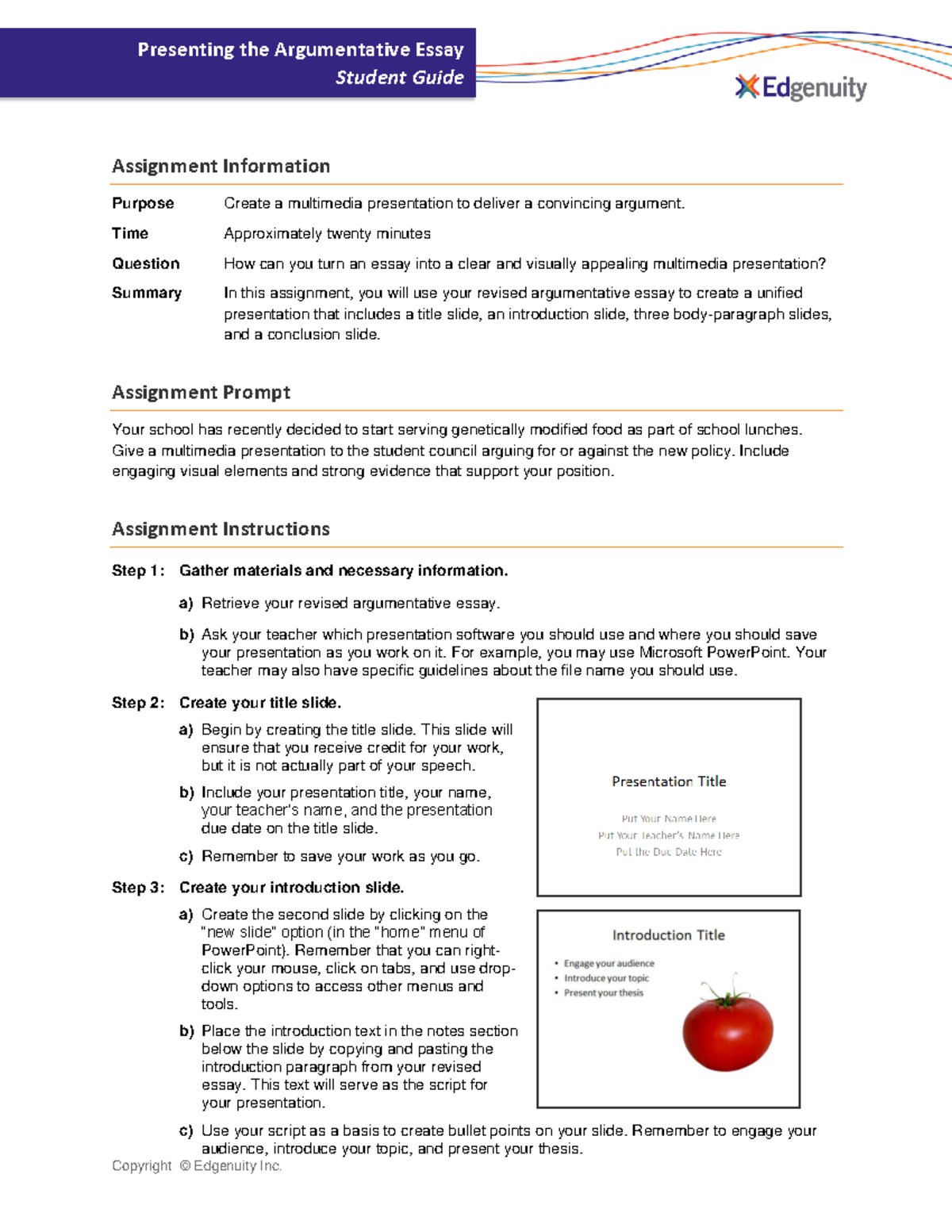 Multimedia Presentation Guide for Argumentative Essay (ENG 101) - Studocu