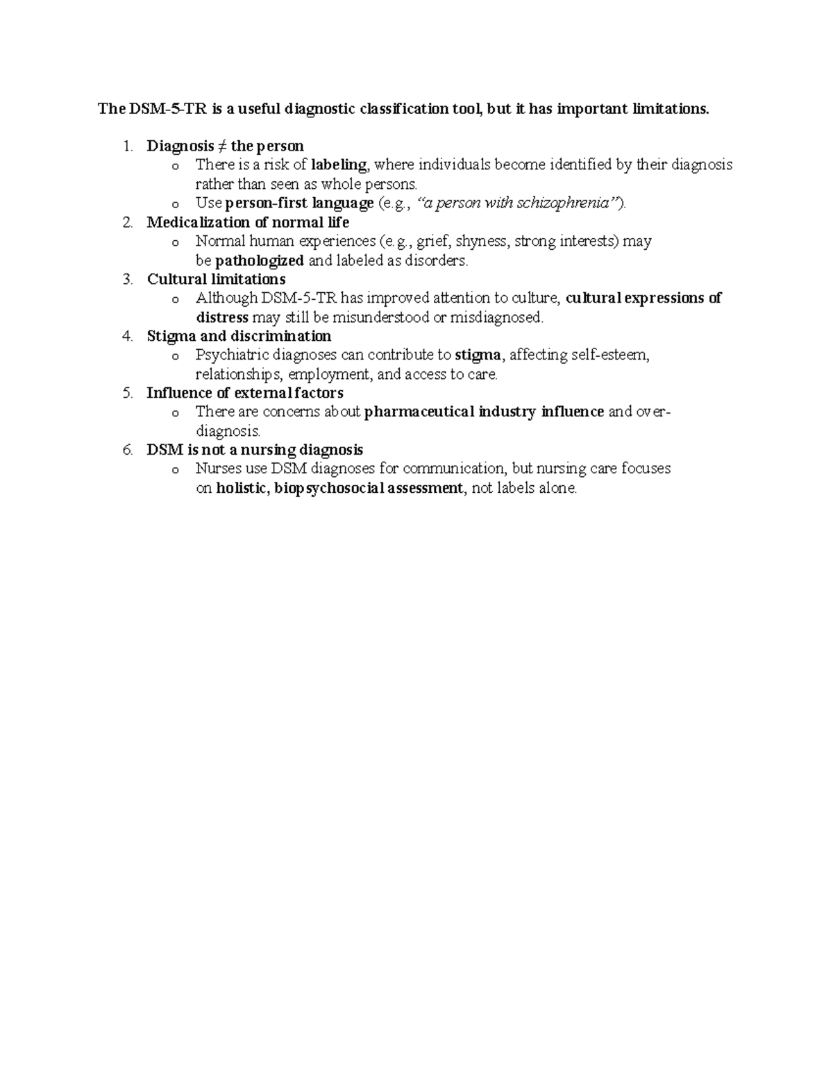 The DSM: Limitations and Considerations in Diagnosis - Studocu