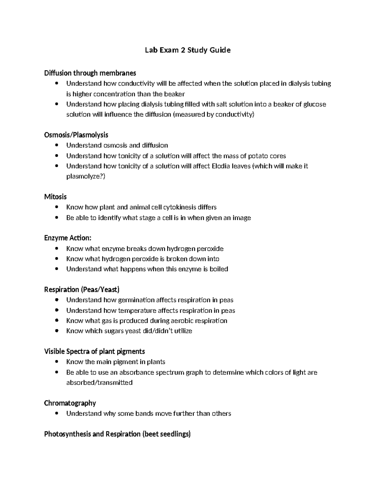 Biology 101 Lab Exam 2 Study Guide: Key Concepts & Experiments - Studocu