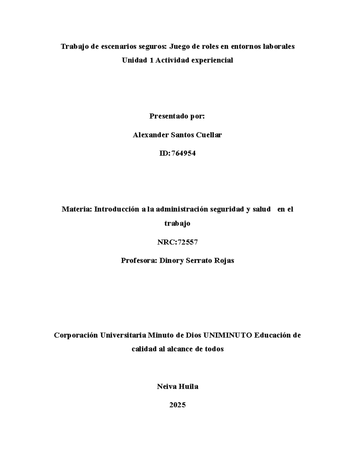 Trabajo de Escenarios Seguros: Juego de Roles en Entornos Laborales ...
