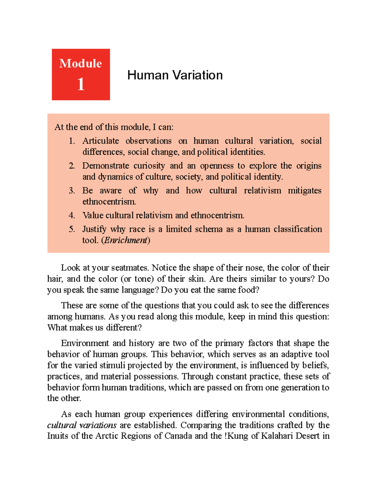 Module 1 - Human Variation - 1. 2. 3. 4. 5. Module 1 Human Variation At ...