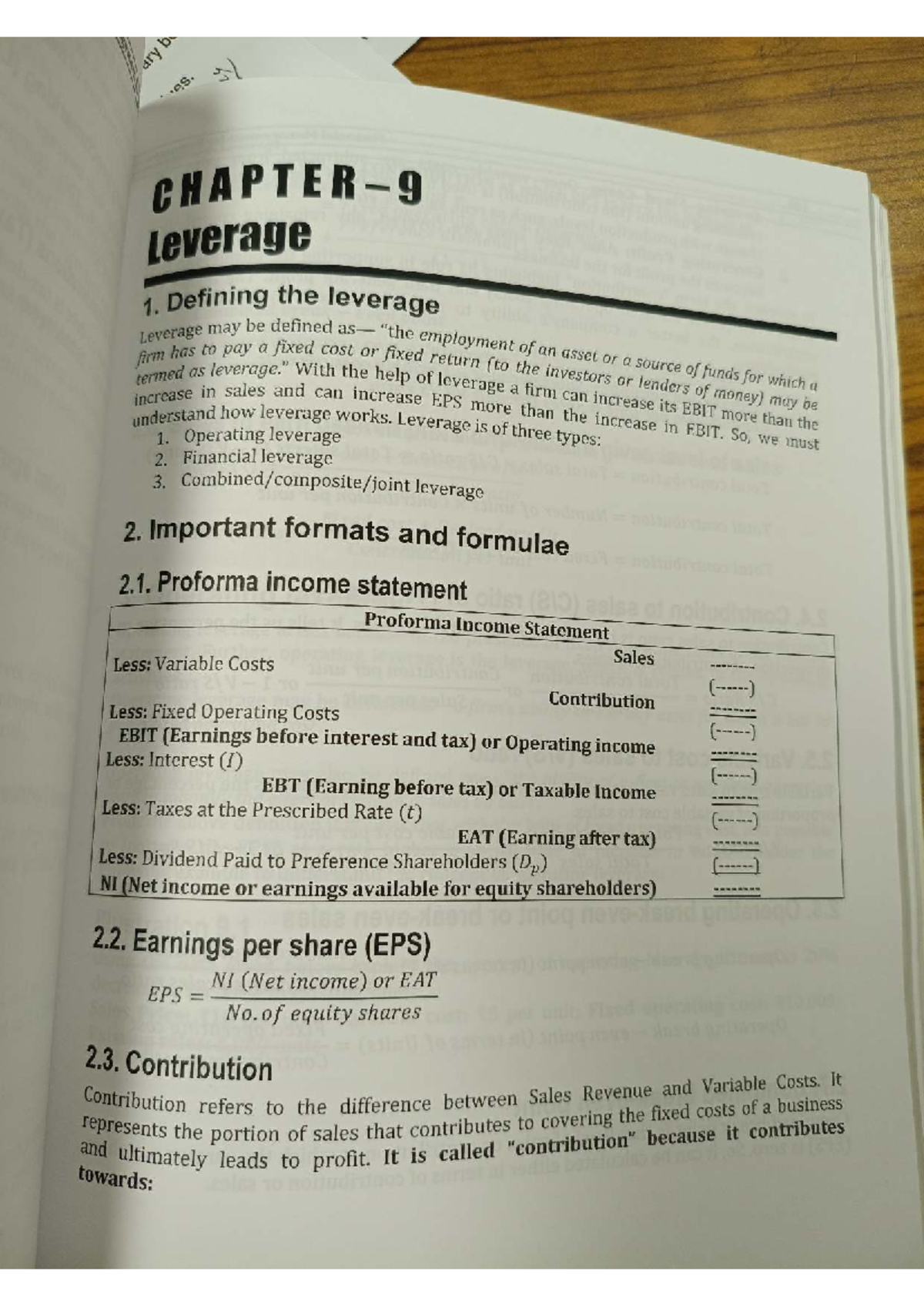 Chapter 9: Leverage - Financial Management Notes (GEC) - Studocu
