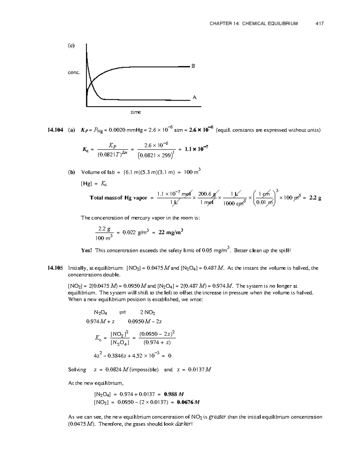CHAPTER 14: CHEMICAL EQUILIBRIUM SOLUTIONS (CHEM 101) - Studocu