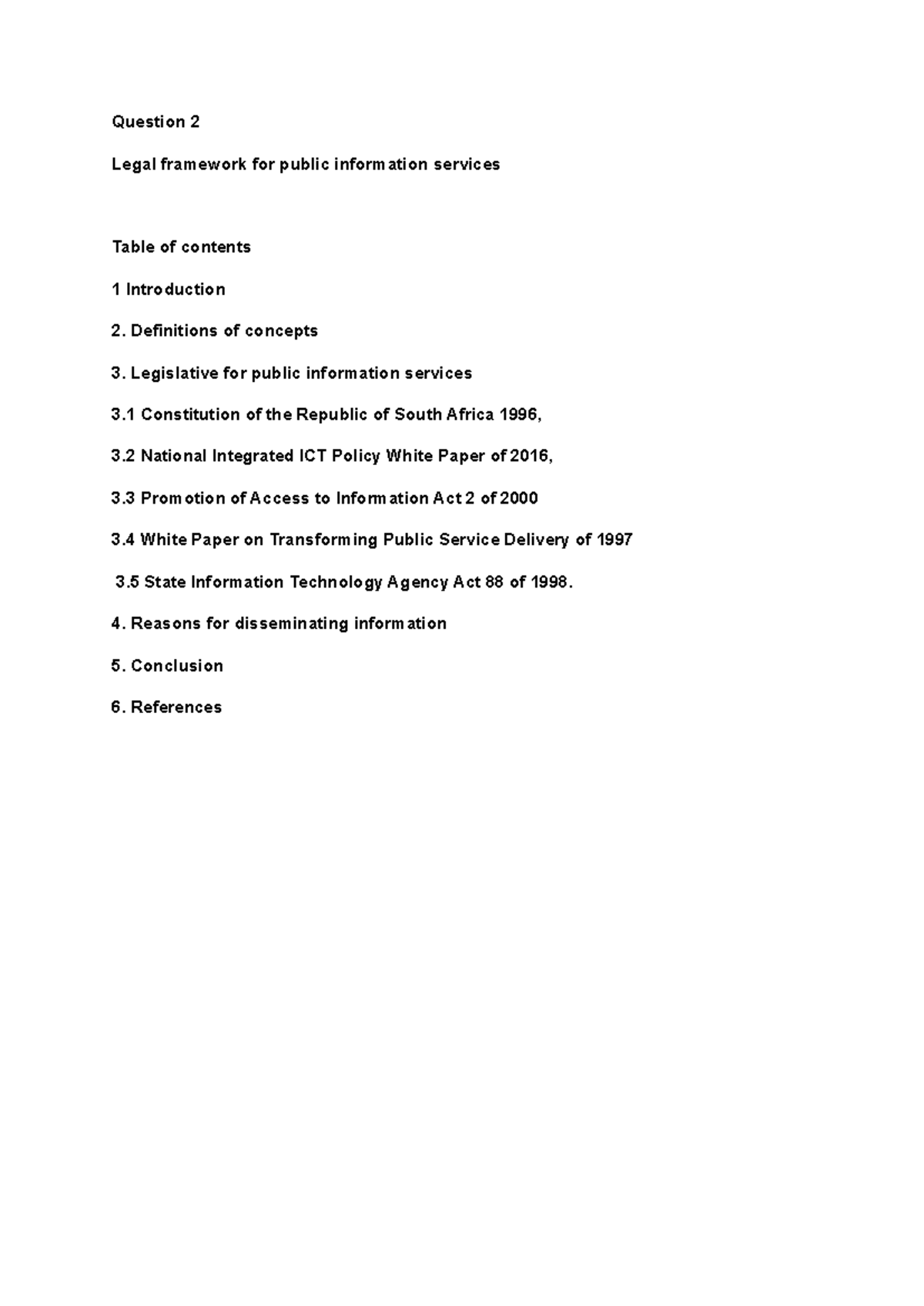 Legal Framework for Public Info Services: SA Acts Overview & Discussion ...