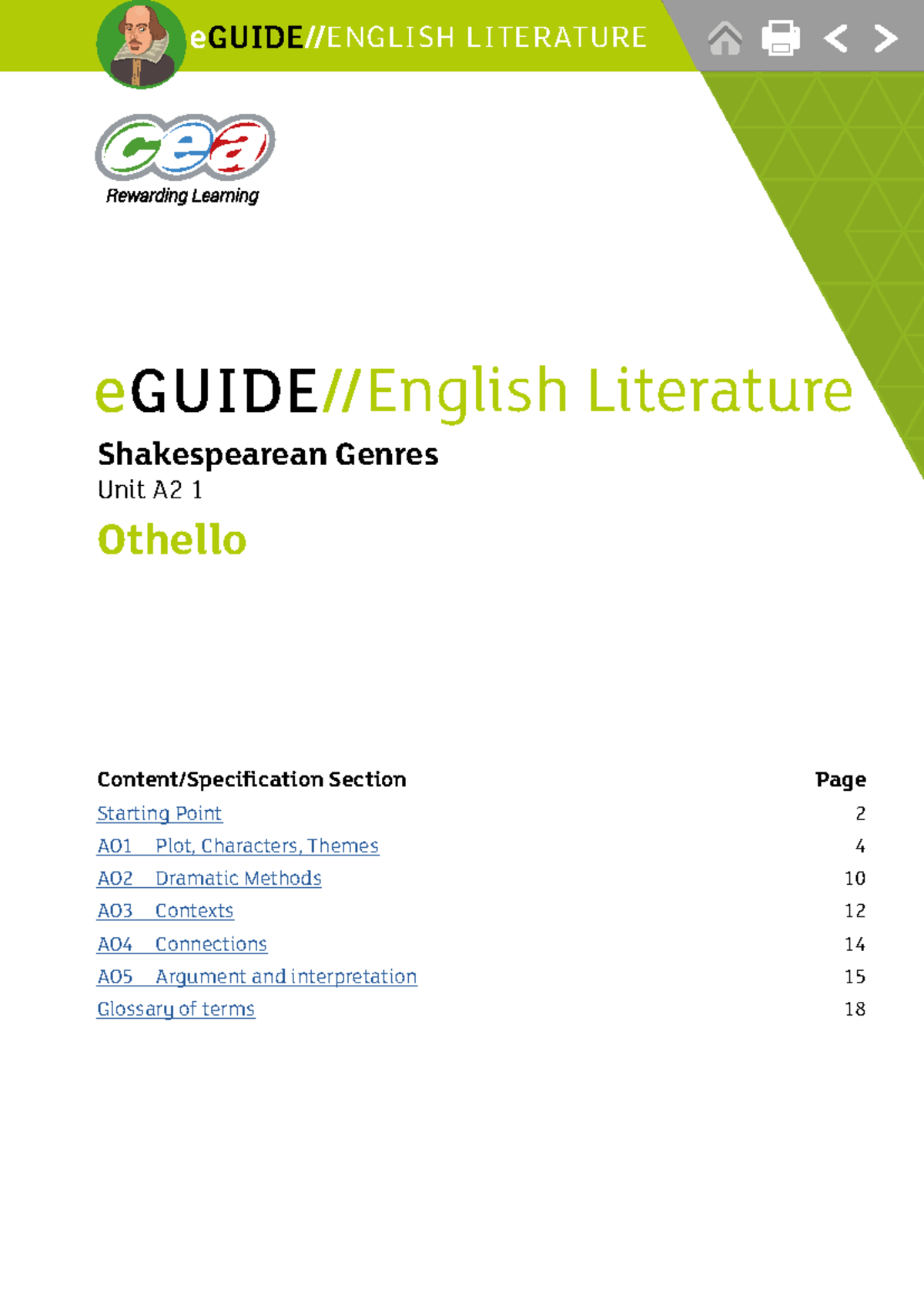 A2 1 English Literature Guide: Analyzing Shakespeare's Othello - Studocu