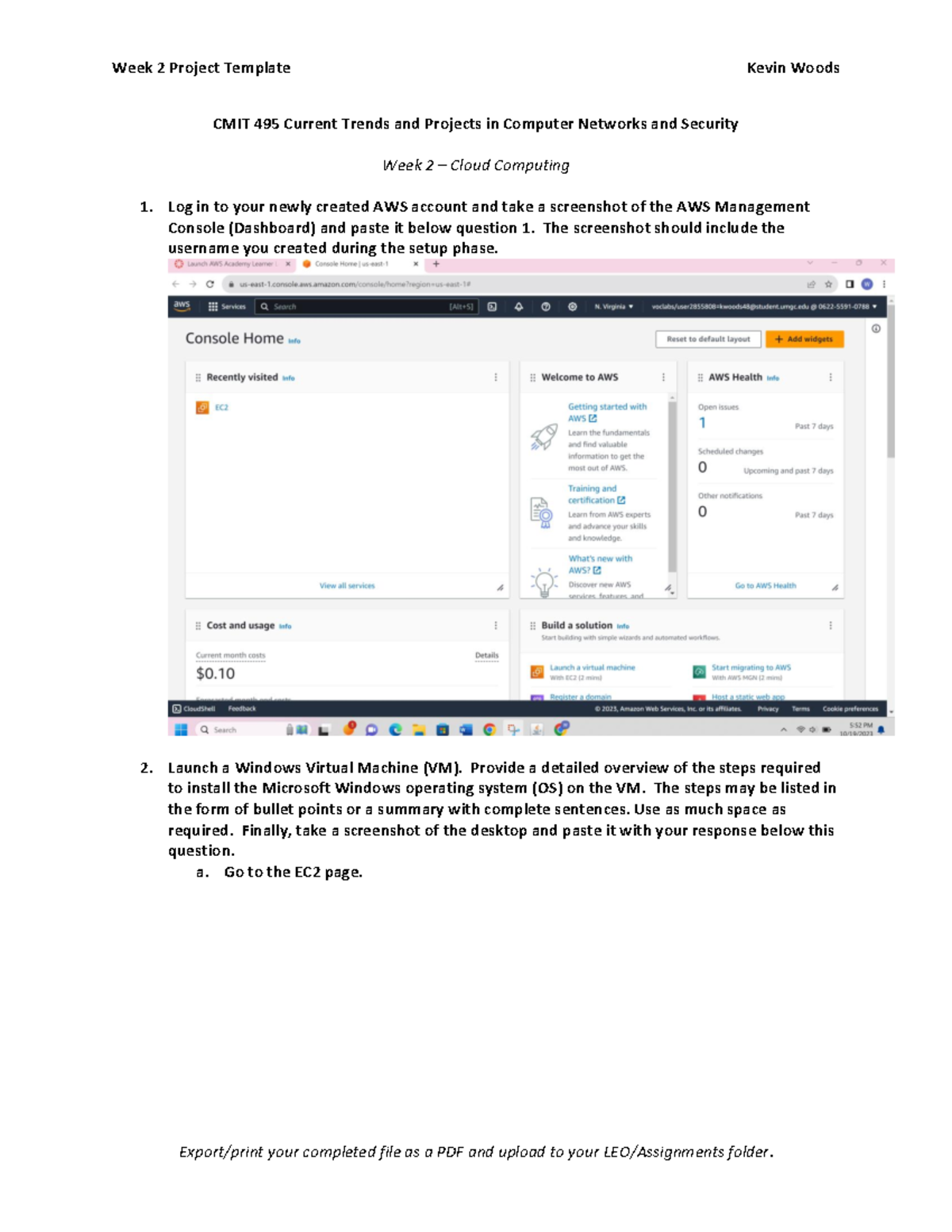 CMIT 495 Project 2: AWS Cloud Computing Assignment Overview - Studocu