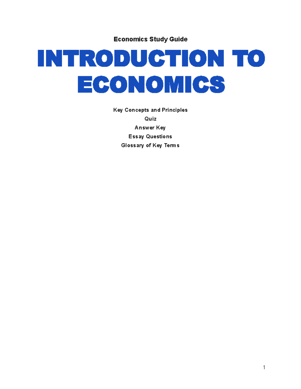 Economics Study Guide: Key Concepts, Principles, and Quiz Answers - Studocu