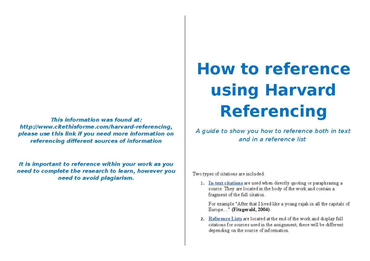 How to reference - This information was found at: citethisforme/harvard ...