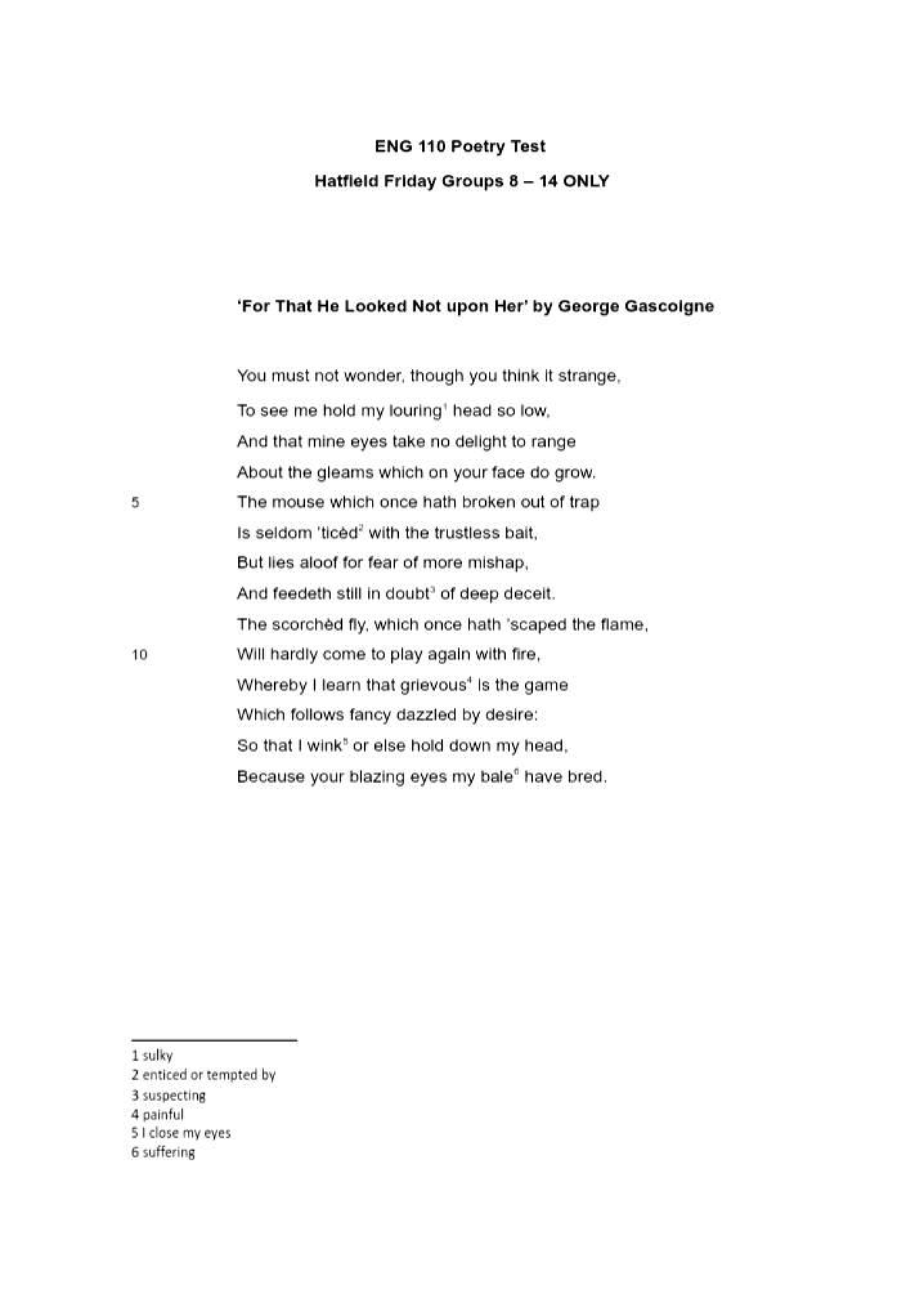 English Poetry TEST - ENG 110 - Studocu