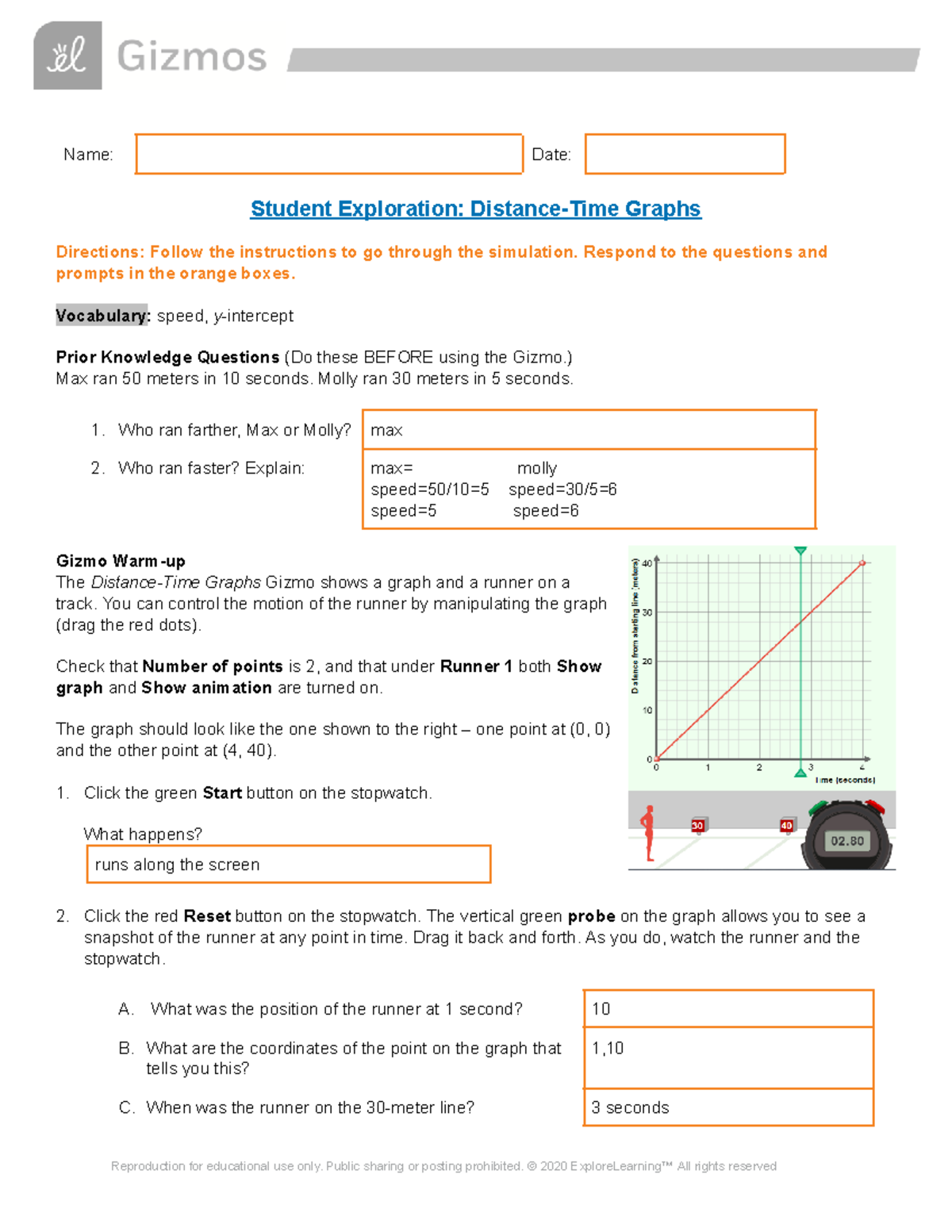 Distance-Time Graphs Gizmo Exploration Guide - Studocu