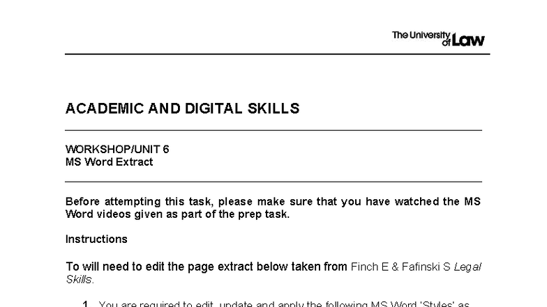 MS Word Skills Task: Editing & Formatting Guidelines (CE01) - Studocu