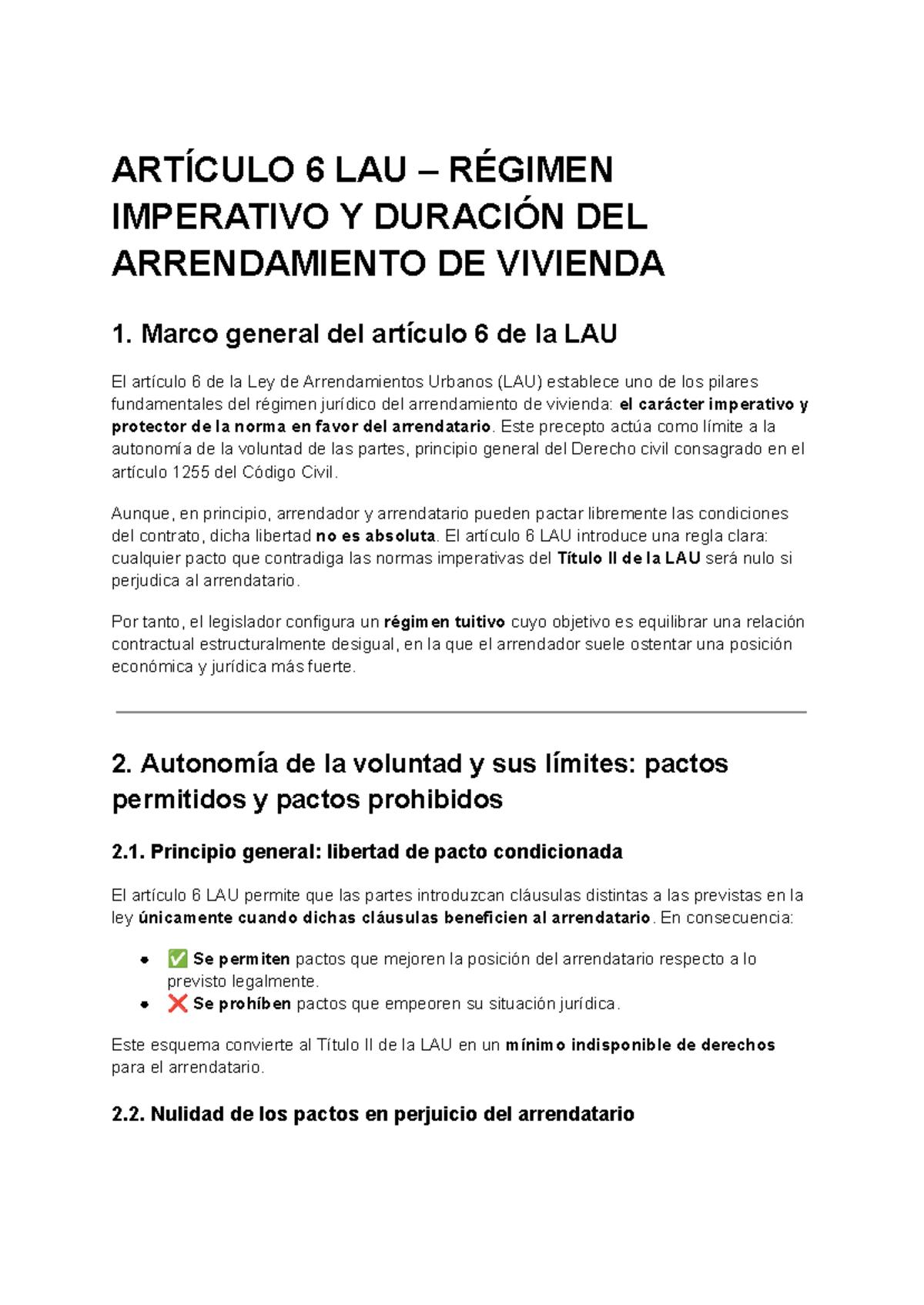 LAU - ARTÍCULO 6: Régimen Imperativo y Protección del Arrendatario ...